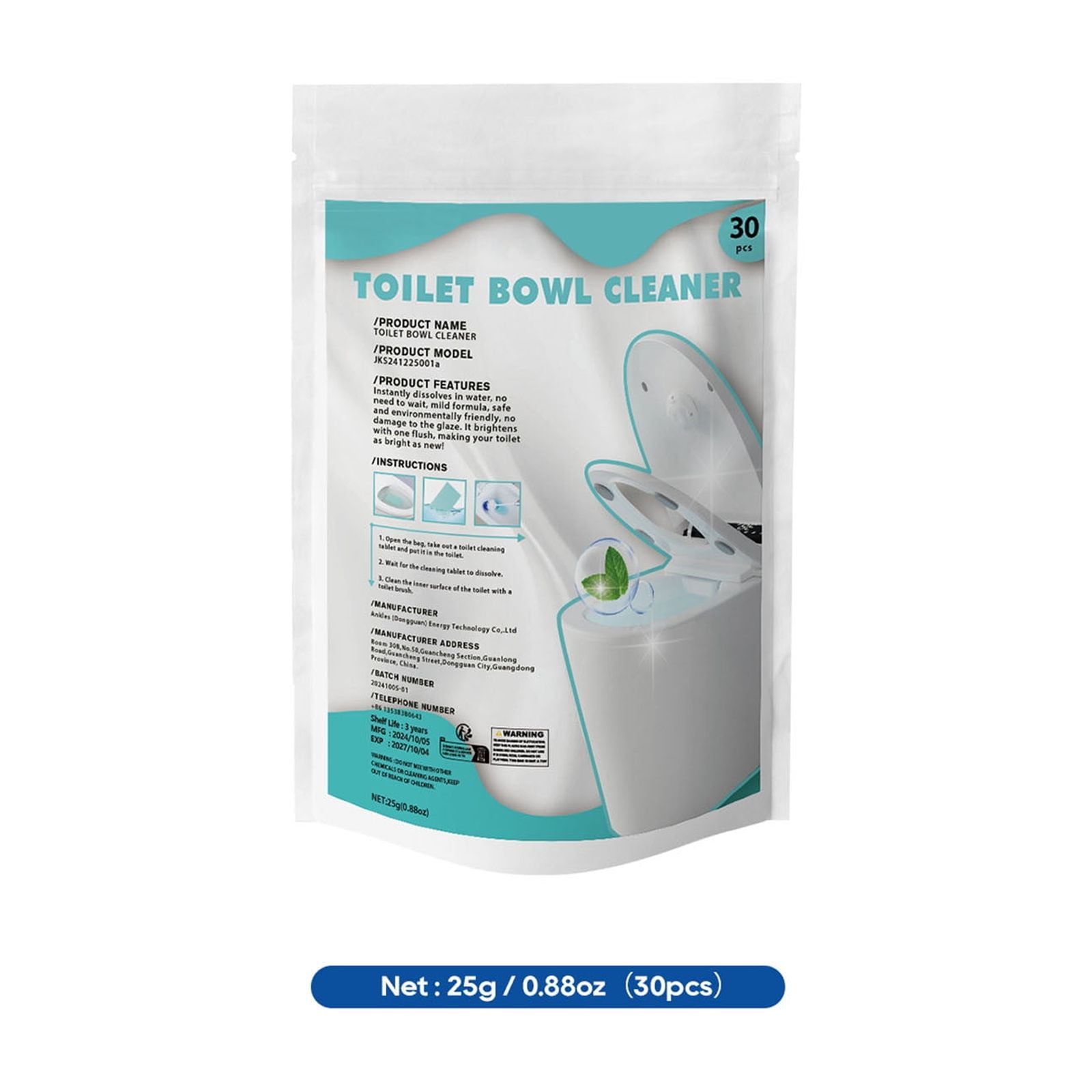 Qaailabf 30-Pack Toilet Bowl Cleaning Tablets - Automatic Bleaching ...