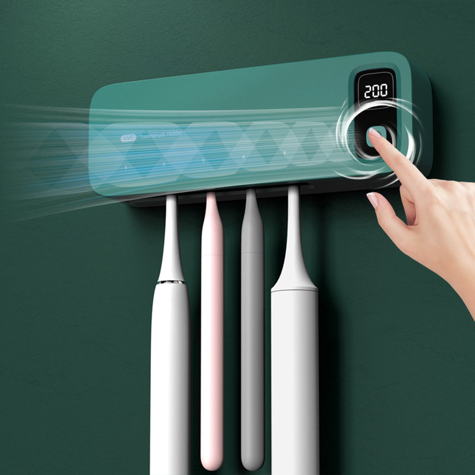 Qaailabf 5-Slot UV Toothbrush Sanitizer and Dryer, Wall Mounted ...