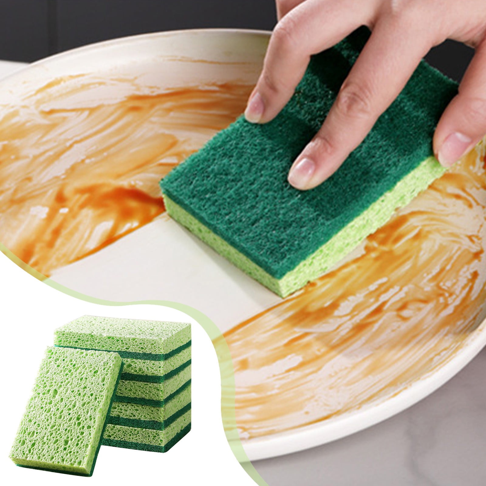 Qaailabf 6 Pcs Kitchen Sponge Cleaner, Double Sided Scrubbing Sponges ...