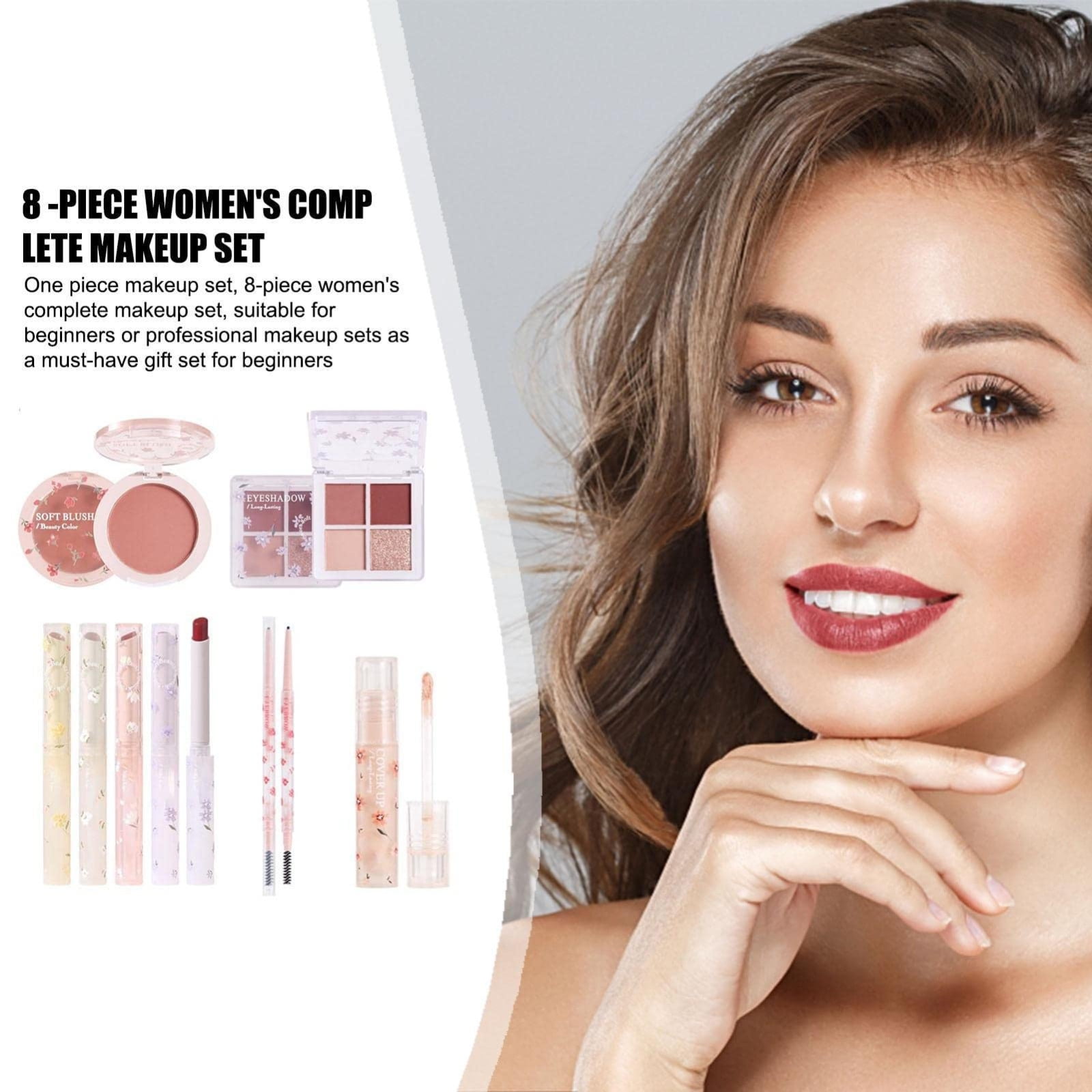 Qaailabf 8-Piece Women's Makeup Set with Lipstick, Blush, Eyeshadow ...