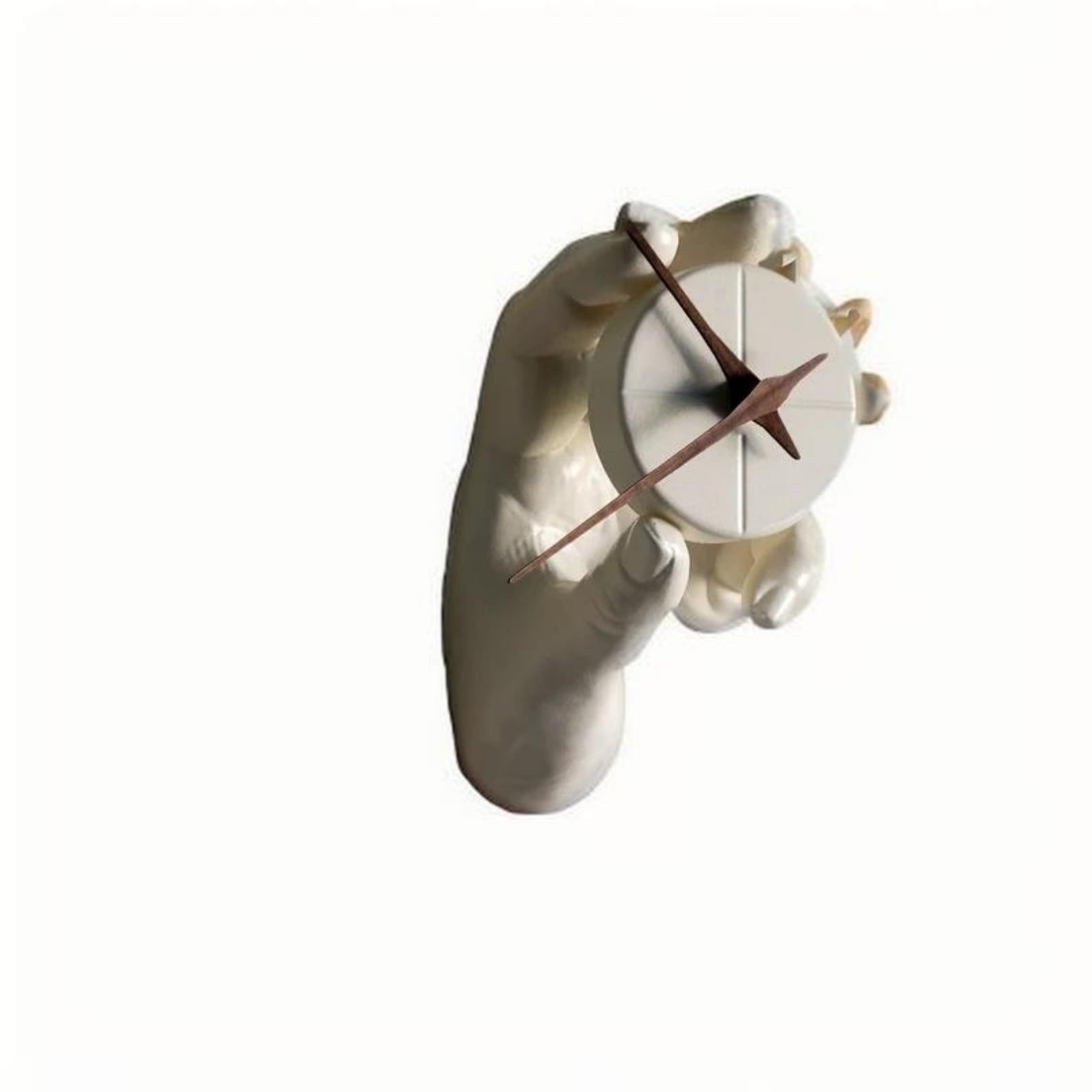 Qaailabf Abstract Hand Sculpture Wall Clock - Modern White Resin 3D Art ...