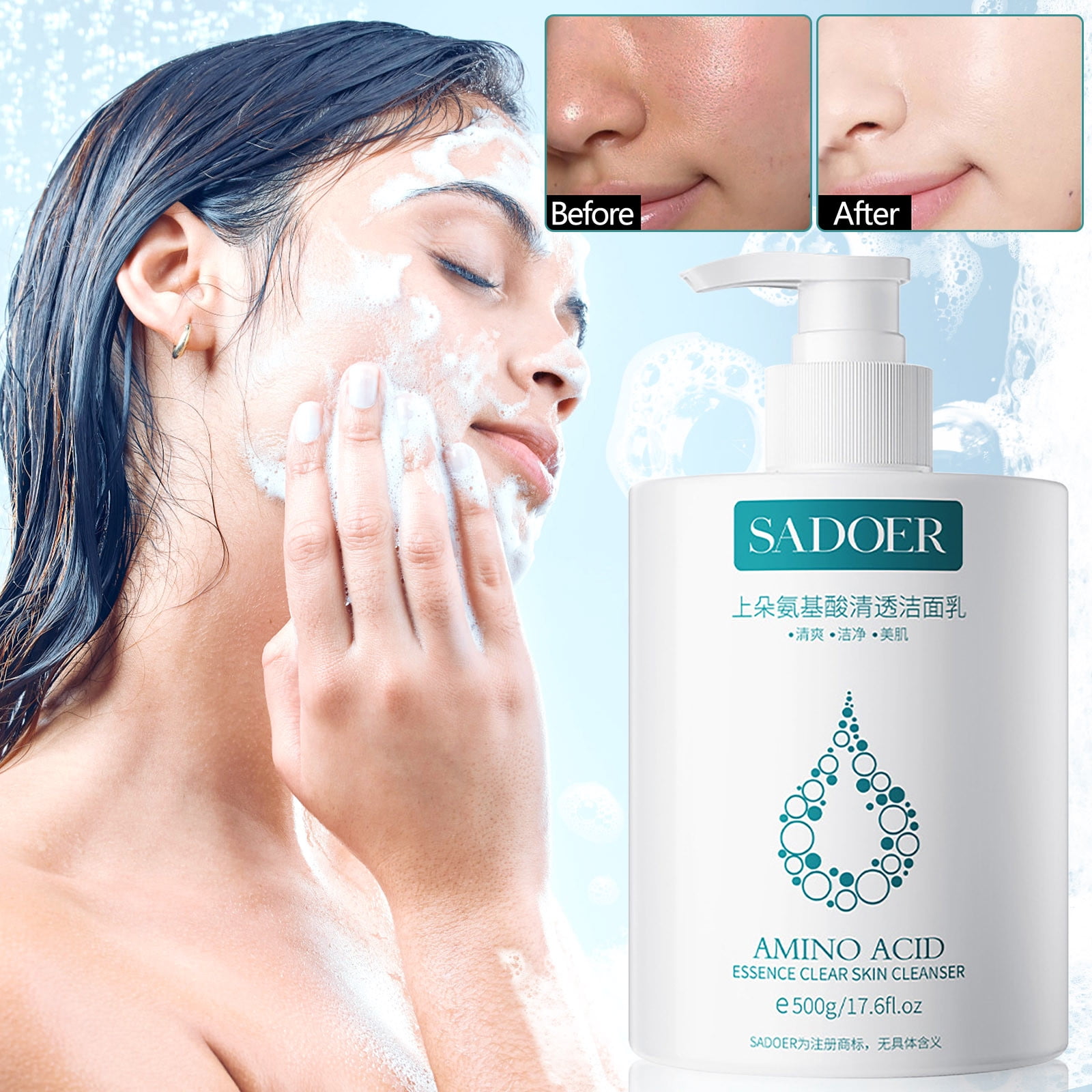 Qaailabf Amino Acid Facial Cleanser Foam 500g - Gentle Refreshing ...