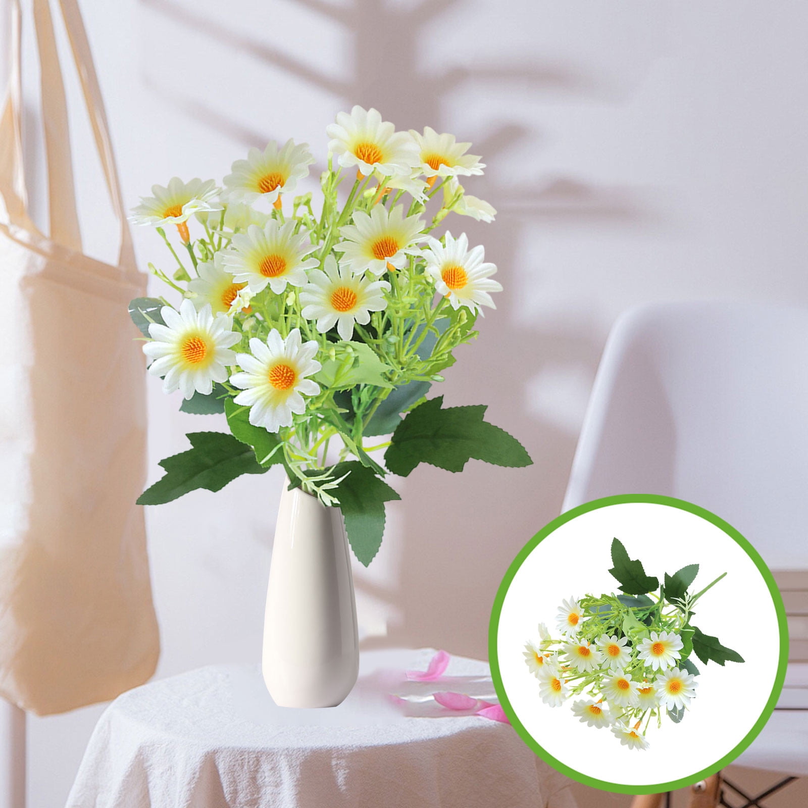 Qaailabf Artificial Daisy Flower Stem 1 Pack, Realistic Plastic Fake ...