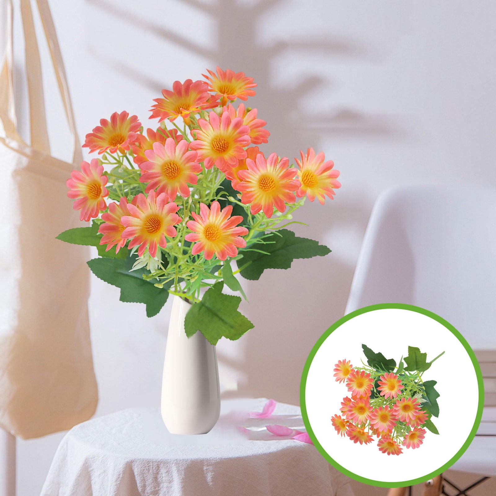 Qaailabf Artificial Daisy Flower Stem 1 Pack, Realistic Plastic Fake ...