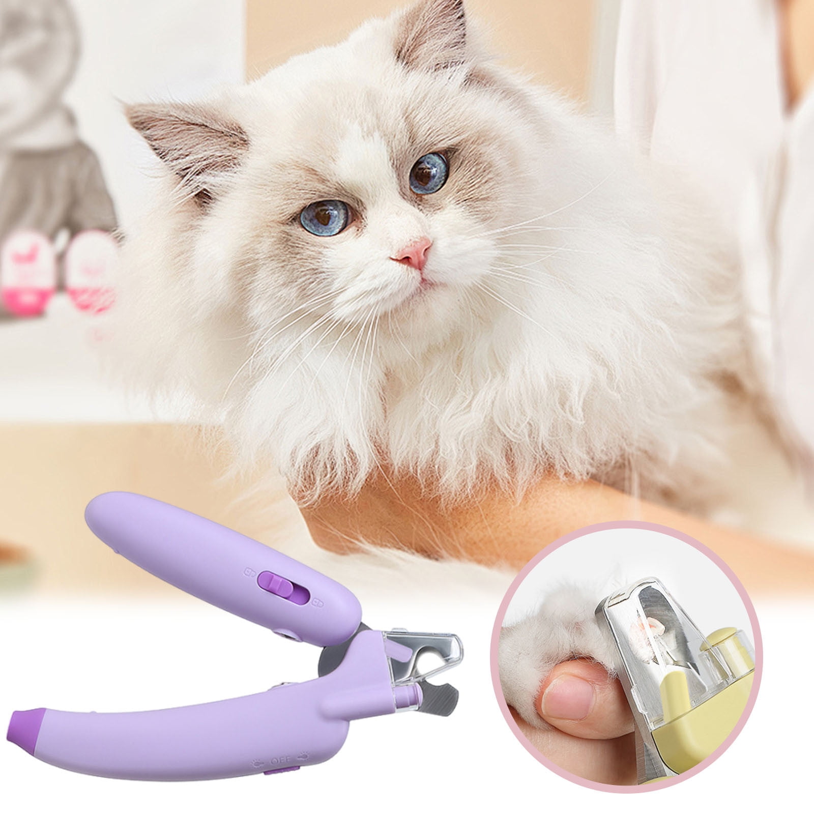 Qaailabf Banana Pet Nail Clippers with Built-in Light and Spatter-proof ...