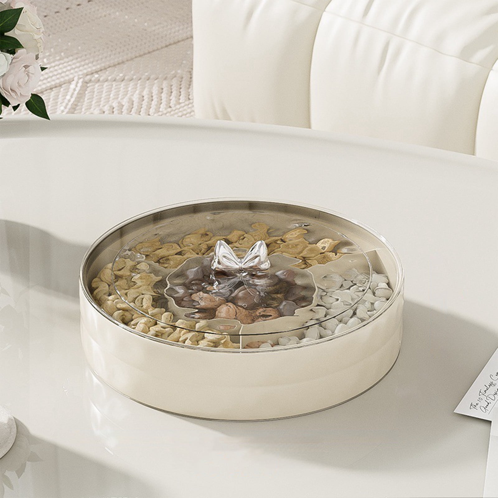 Qaailabf Beige Plastic Sealed Multi-Layer Candy Box with Lid, Snack Storage Container for Nuts ...