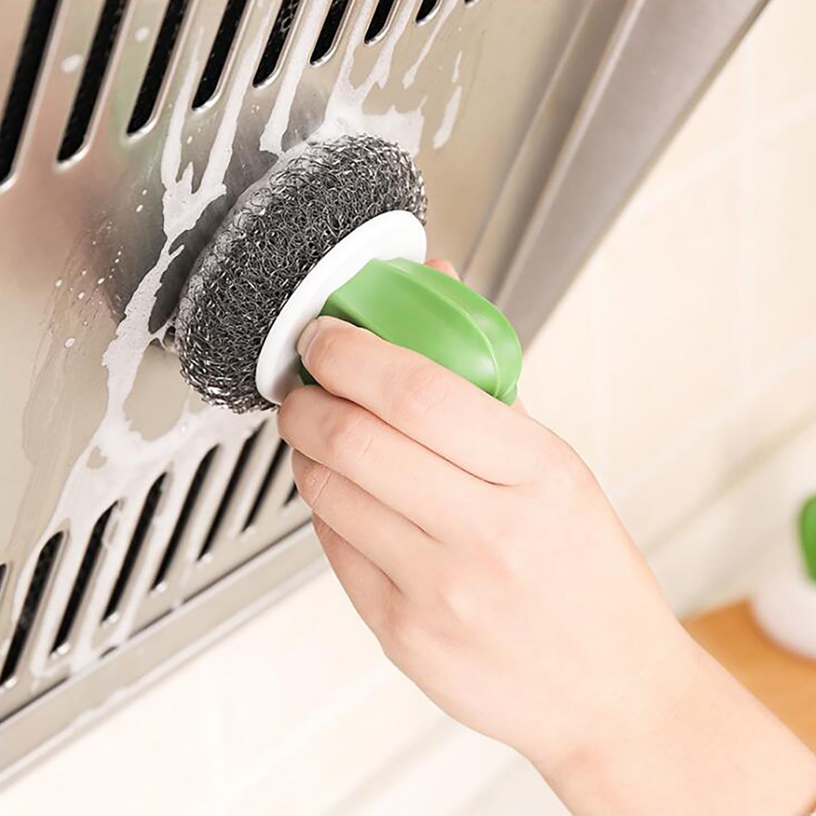 Qaailabf Cactus Handle Stainless Steel Kitchen Steel Brush, 3.14in x 3 ...