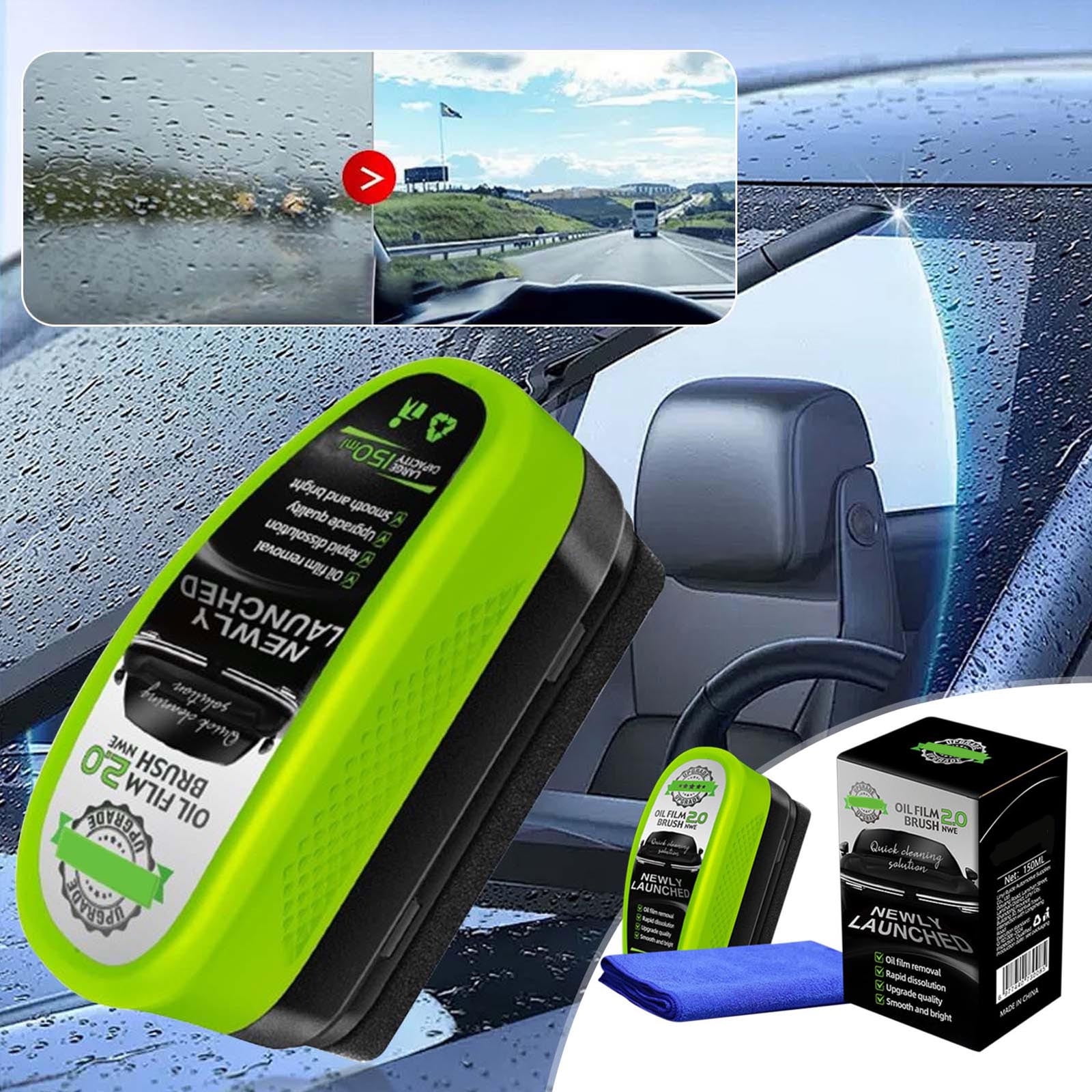 Qaailabf Car Glass Oil Film Remover Kit with Cleaning Cloth - 150ml ...