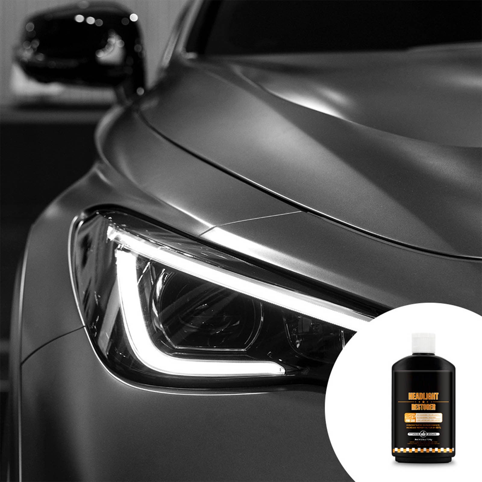 Qaailabf Car Headlight Restoration Kit 120g/120ml - Instant Yellowing ...