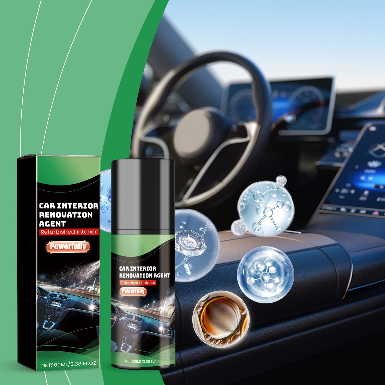Qaailabf Car Interior Cleaner & Refurbishment Agent | Multi-Functional ...
