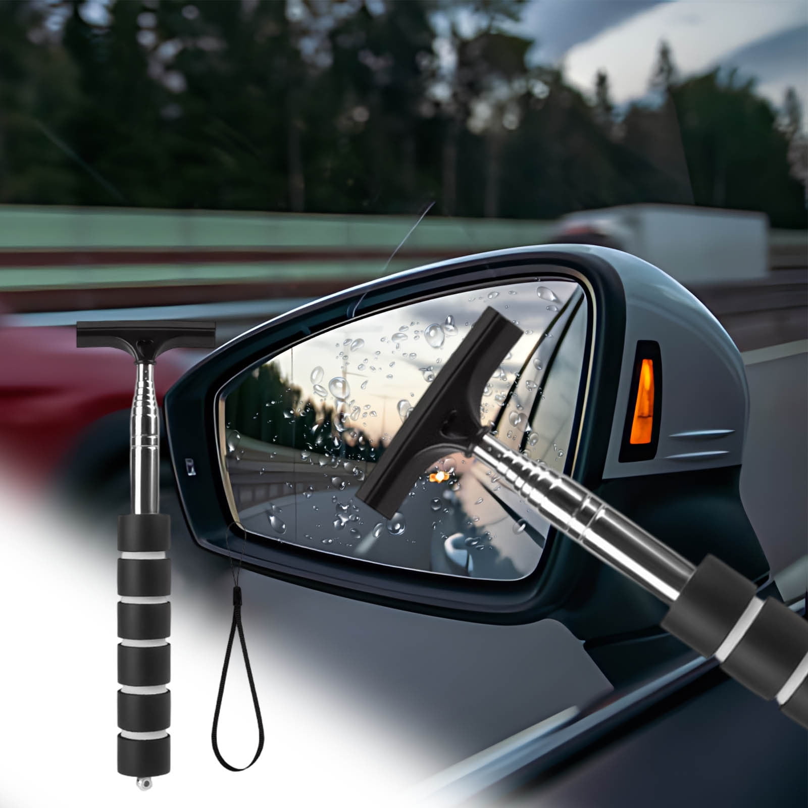 Qaailabf Car Rearview Mirror Wiper Retractable Window Cleaning Brush ...