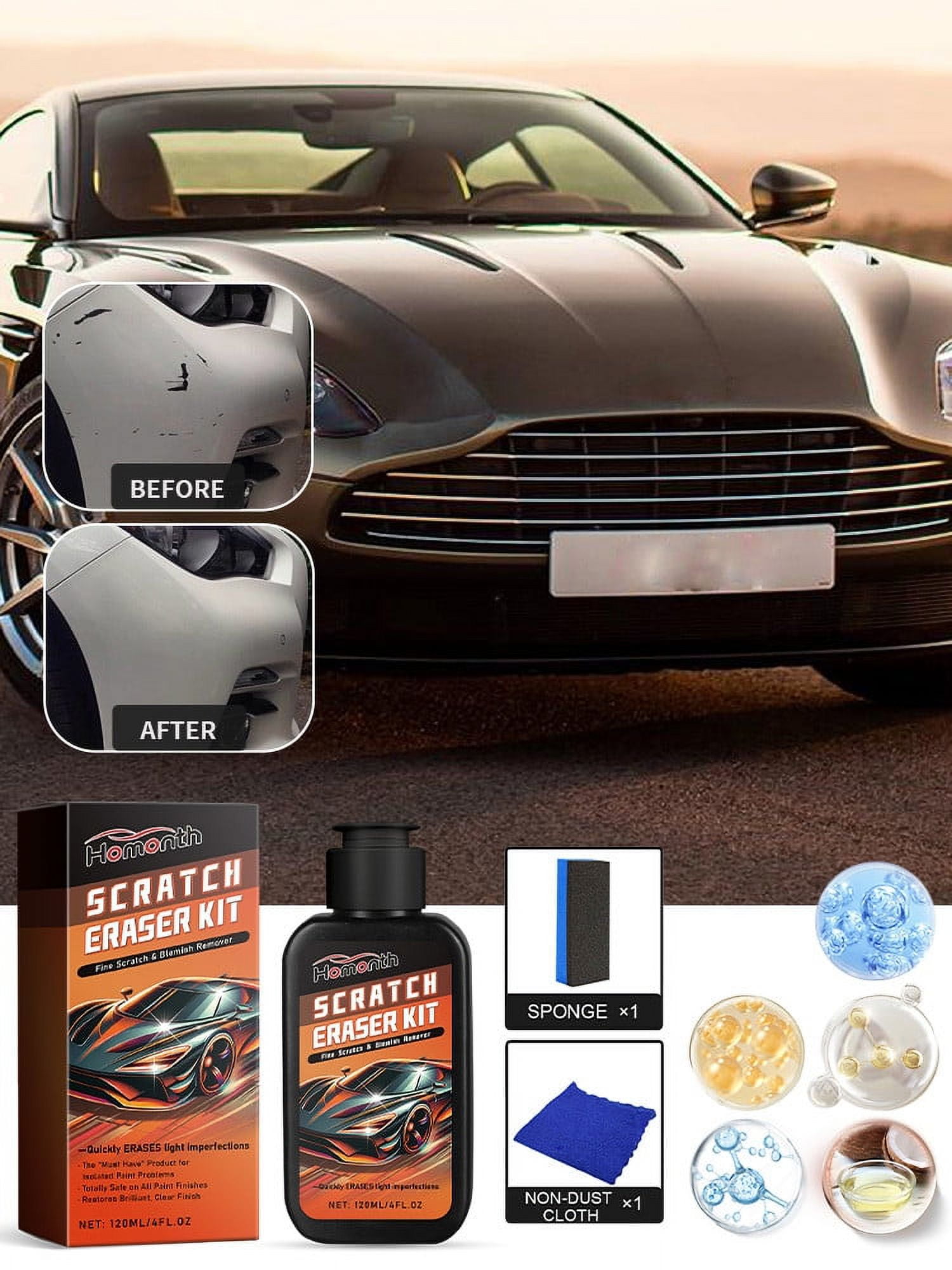 Qaailabf Car Scratch Remover Kit - 120ml Scratch Eraser with Drill Bit Mounting Pad & Microfiber ...