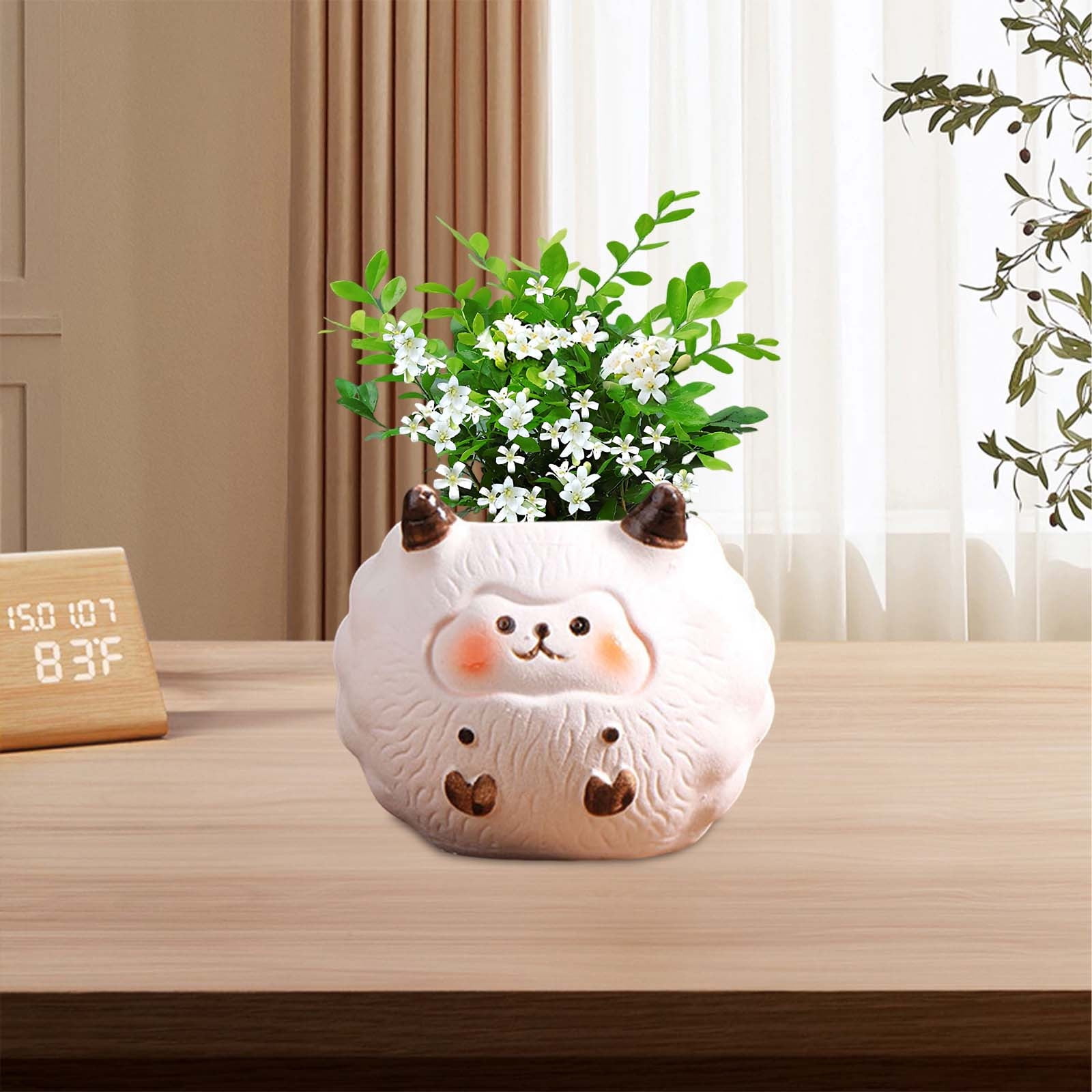 Qaailabf Ceramic Animal Shaped Succulent Planter 2.55 Inch Mini Desktop ...