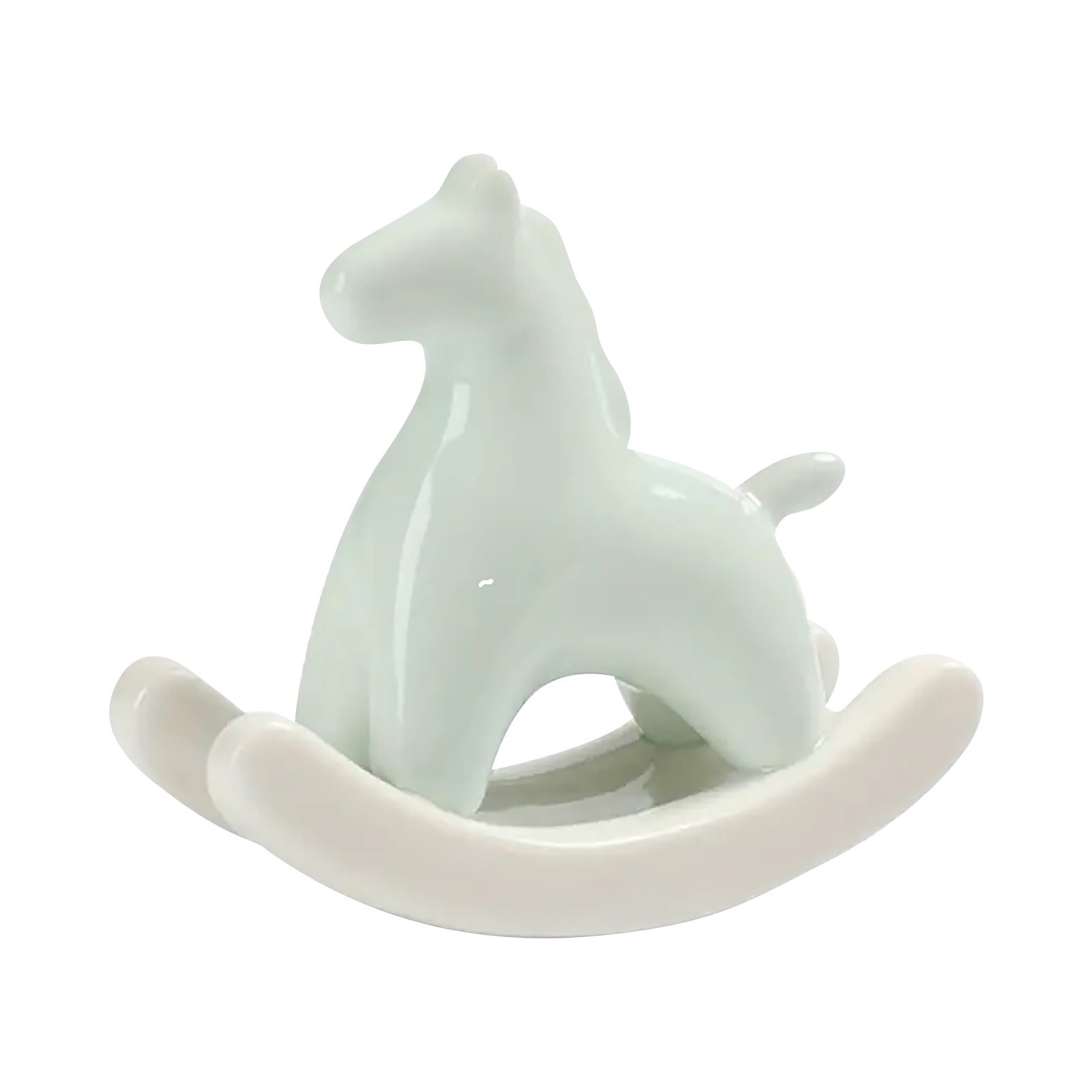 Qaailabf Ceramic Rocking Horse Ornament Decorative Swinging Desktop ...