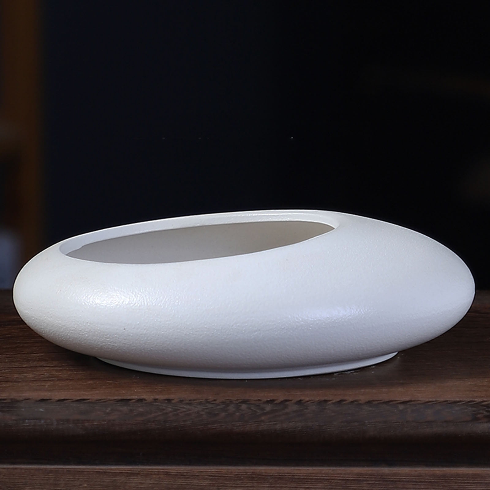 Qaailabf Ceramic Slanted Lotus Decorative Glass Bowl 16x11x5cm ...