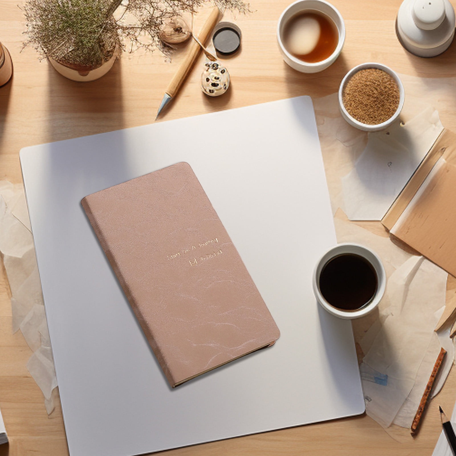 Qaailabf Classic 18cm x 10cm Leather Pocket Planner Notebook with ...