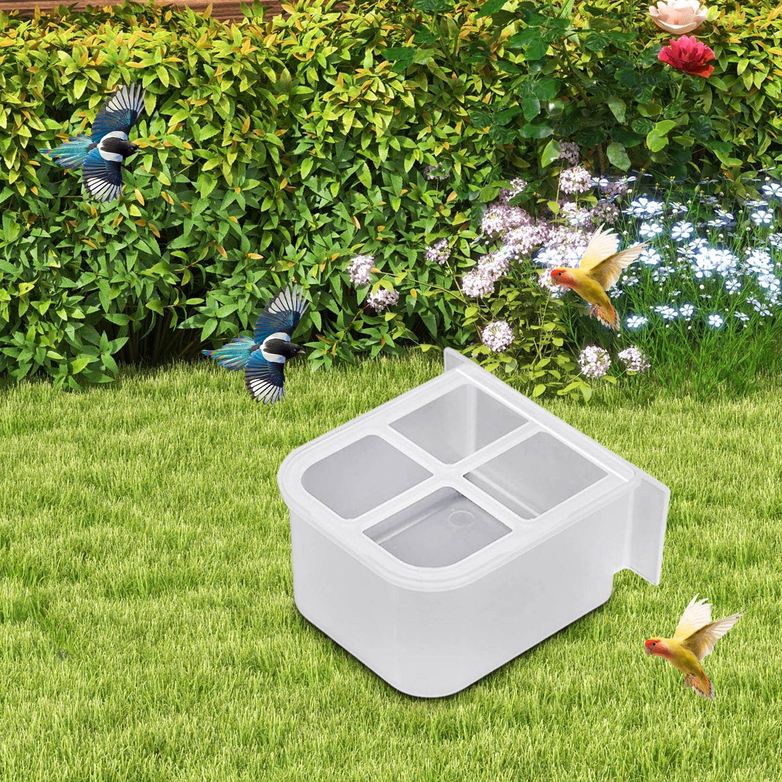 Qaailabf Clear Acrylic Bird Feeder Box with Anti-Spill Design, Dual ...
