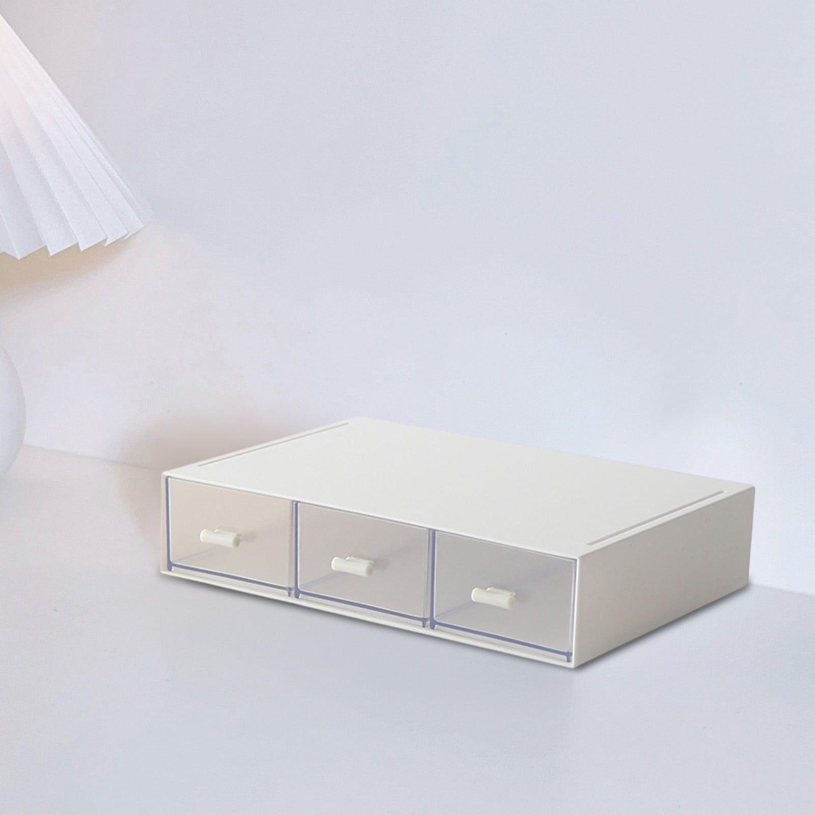 Qaailabf Clear Plastic Desktop Drawer Storage Box Organizer, White ...