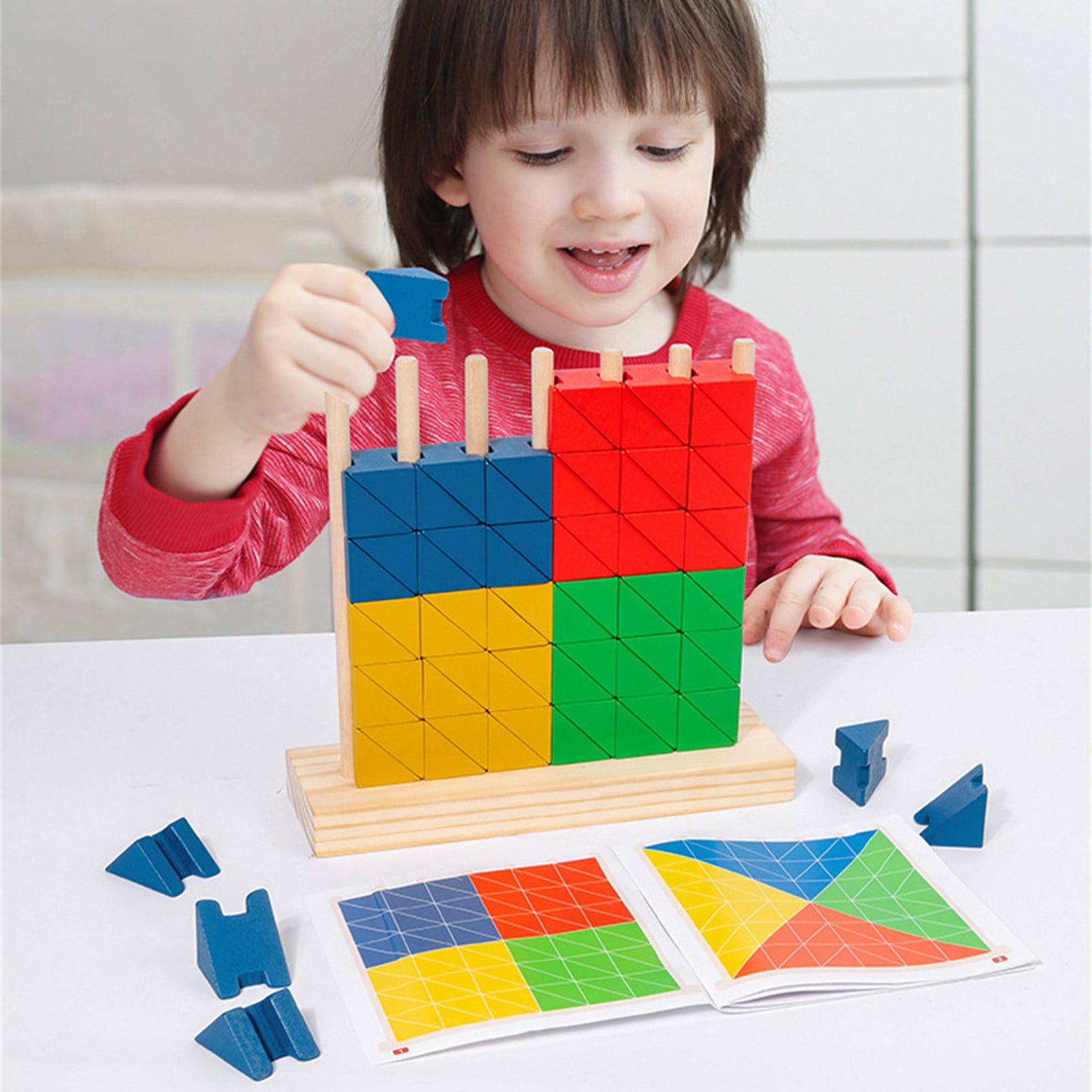 Qaailabf Colorful Triangular Building Blocks Set for Kids - Educational ...