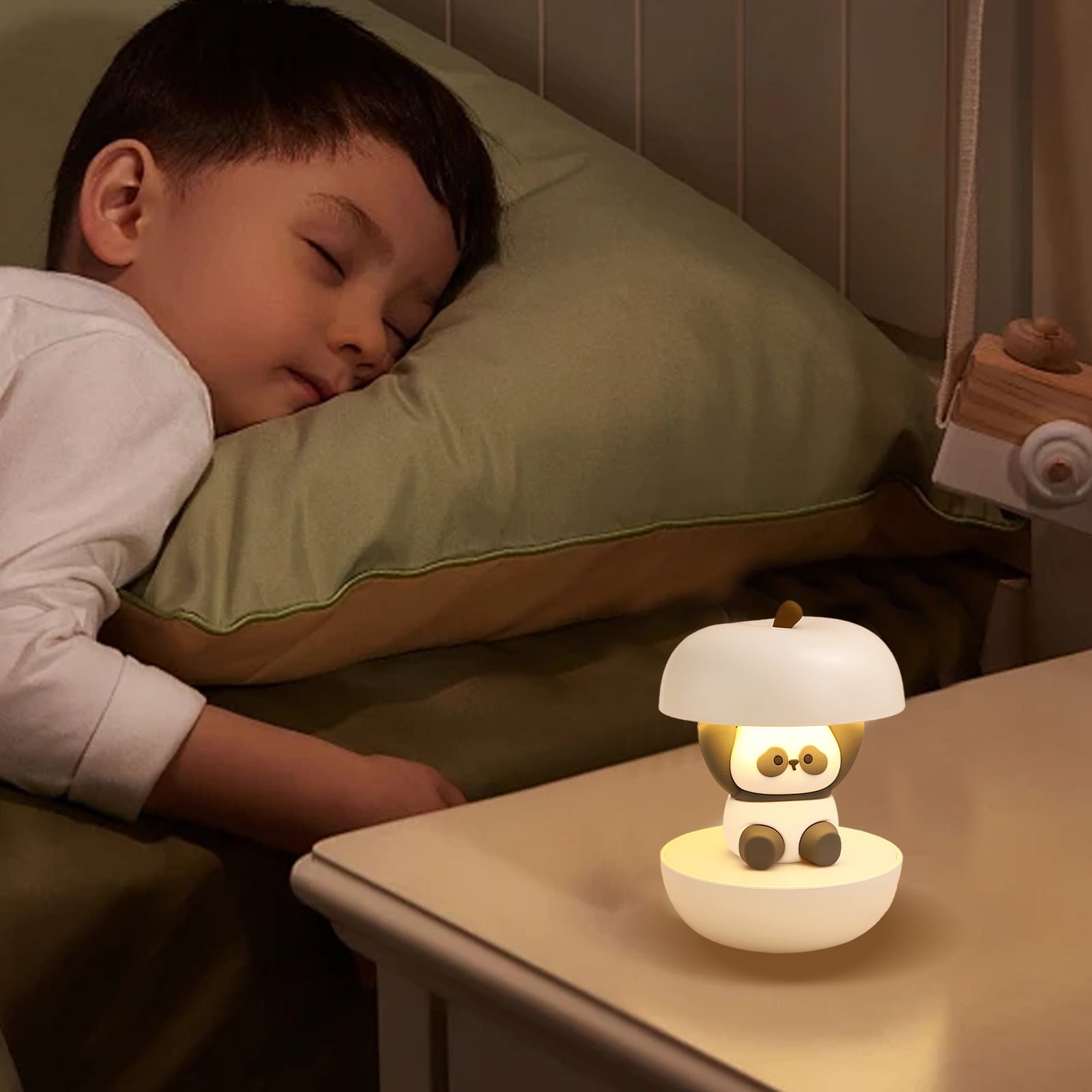 Qaailabf Cute Panda Apple Night Light for Kids, Desk Lamp Ornament, 3 ...
