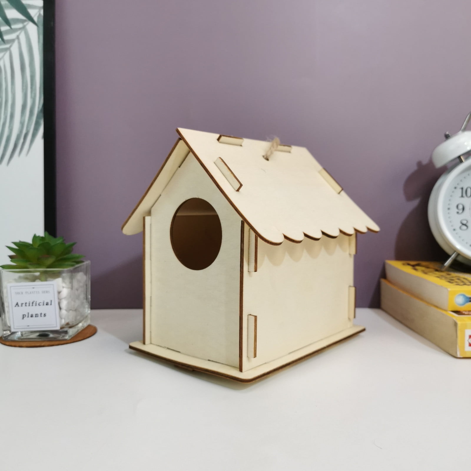 Qaailabf DIY Wooden Birdhouse Kit for Kids - Unassembled Pre-Cut Puzzle ...