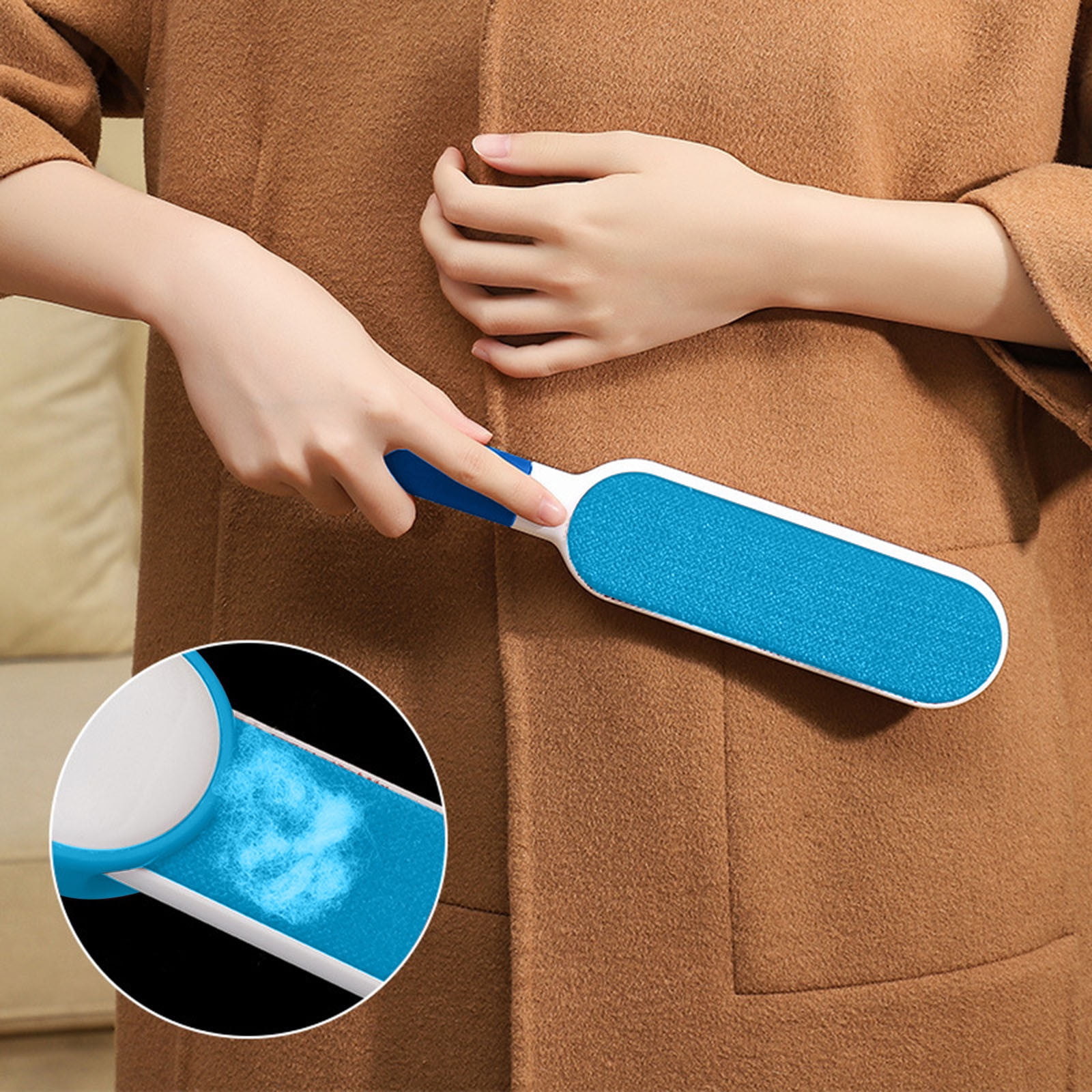 Qaailabf Double-Sided Pet Hair Remover Brush with Self-Cleaning Base ...