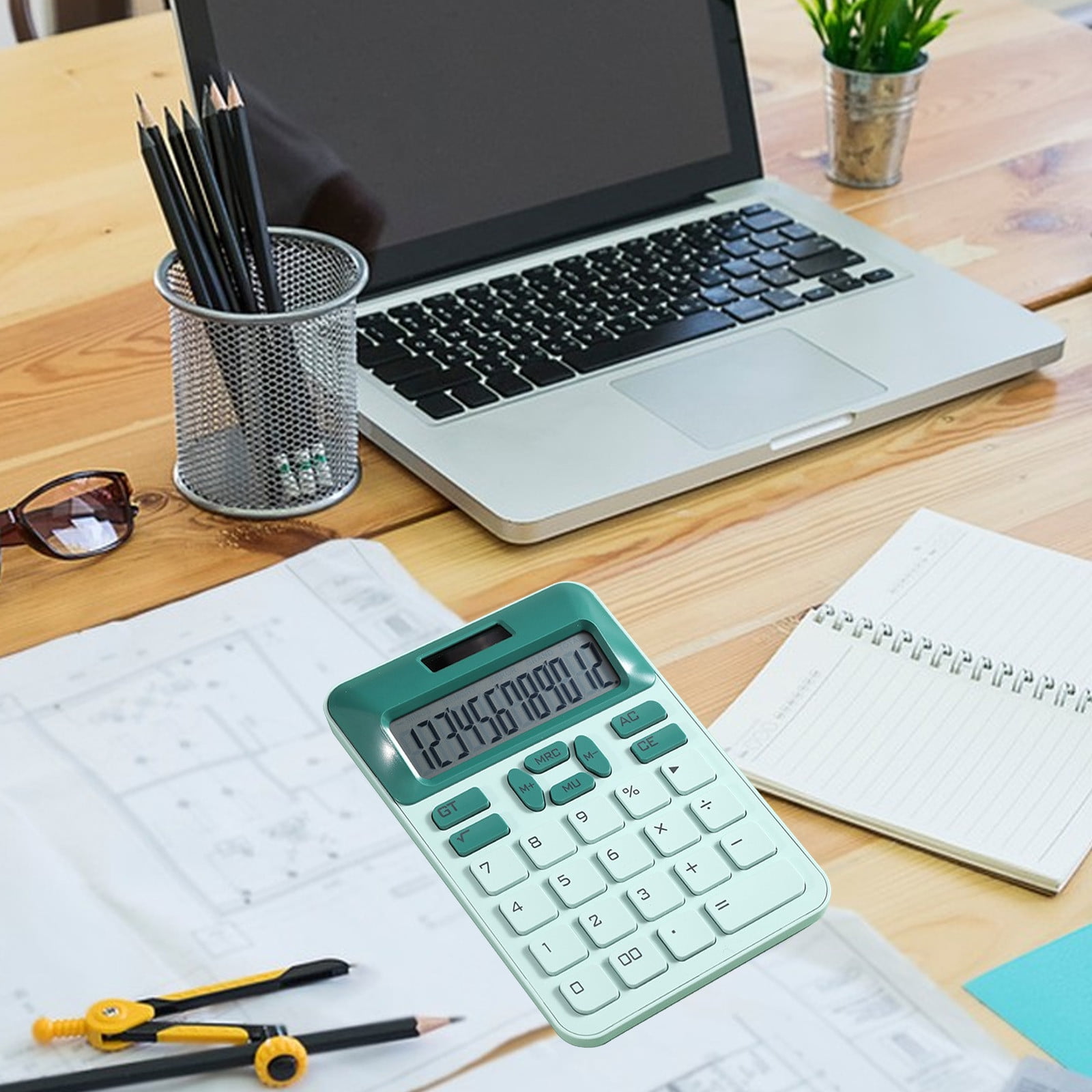 Qaailabf Dual Power Calculator, 12-Digit Large Display, Solar & Battery ...