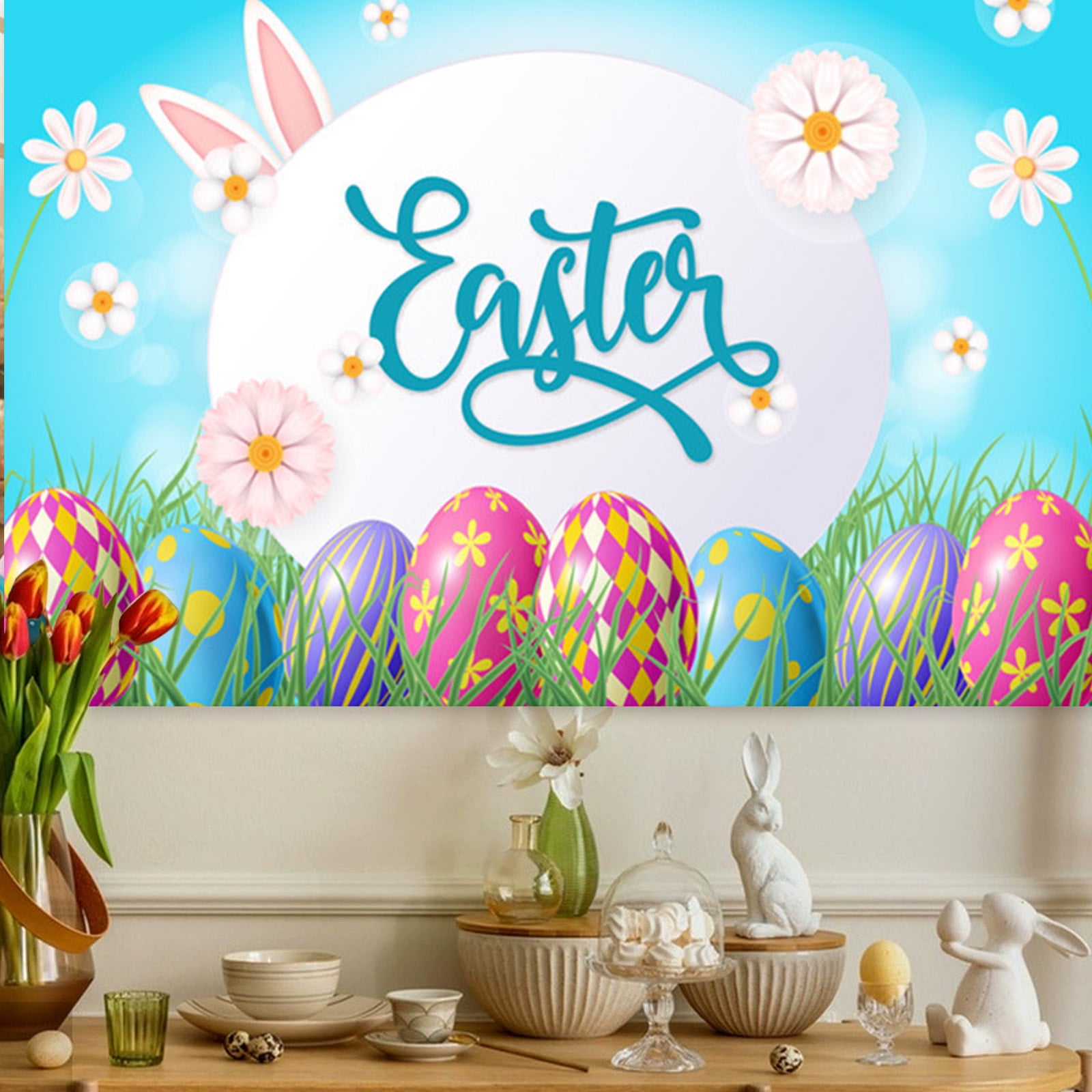 Qaailabf Easter Banners for Indoor Outdoor Decoration - 3 Sizes ...
