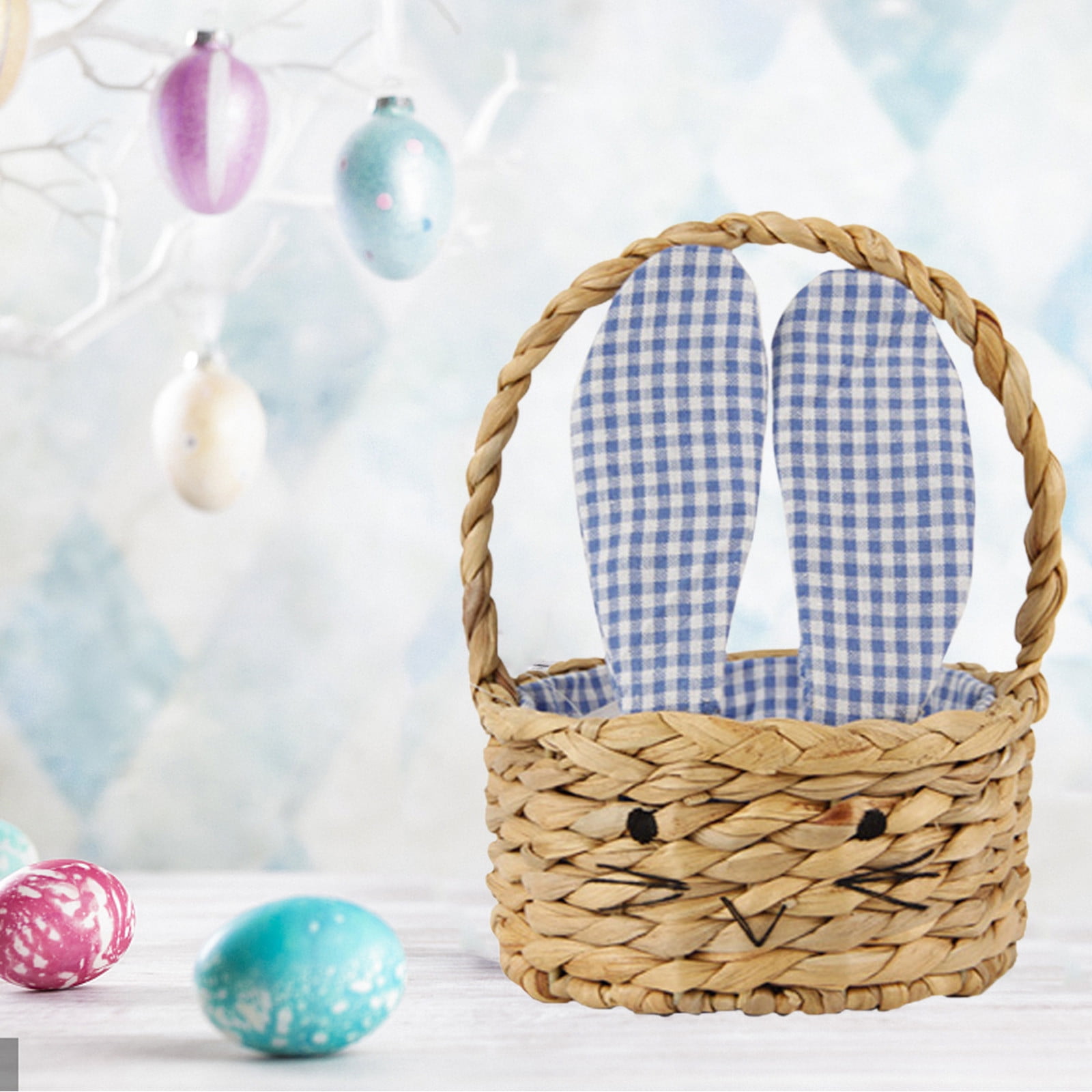 Qaailabf Easter Bunny Basket Handwoven Bamboo Storage Carrier for ...