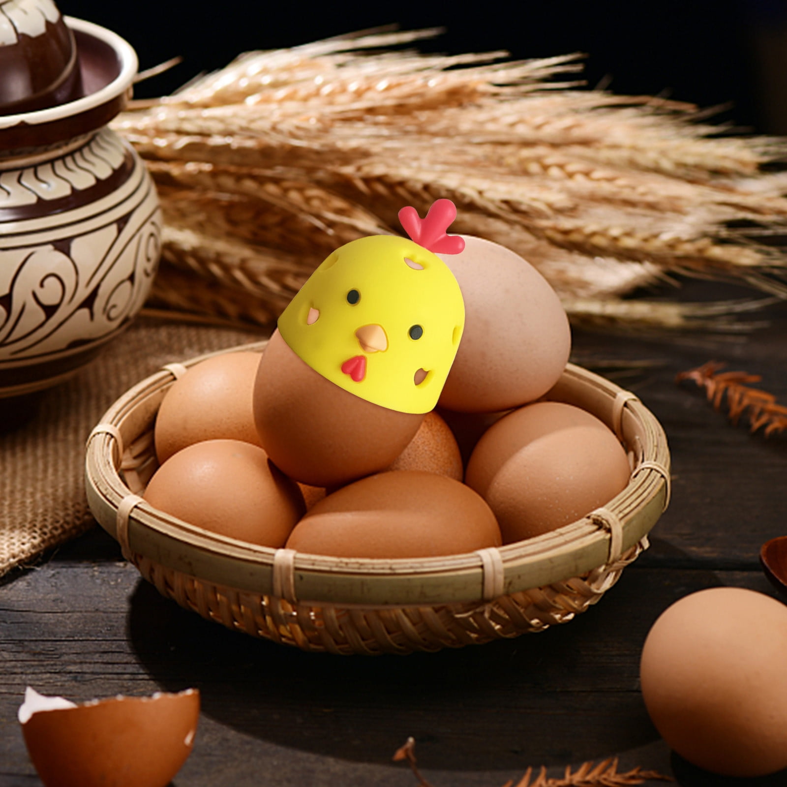 Qaailabf Egg Cleaning Brush 2-pcs Manual Rotating Chicken Shaped ...