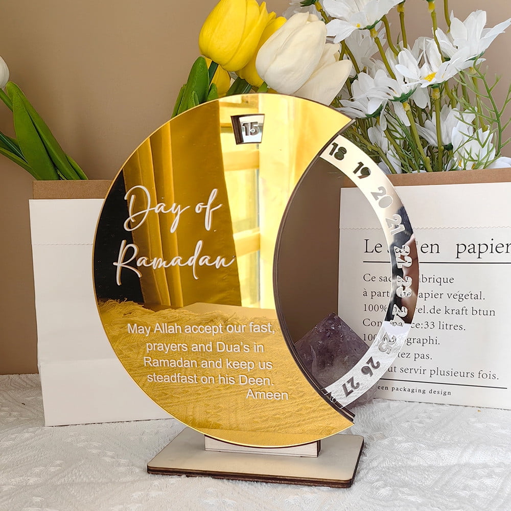 Qaailabf Eid Countdown Calendar Wooden Acrylic Holiday Decoration ...