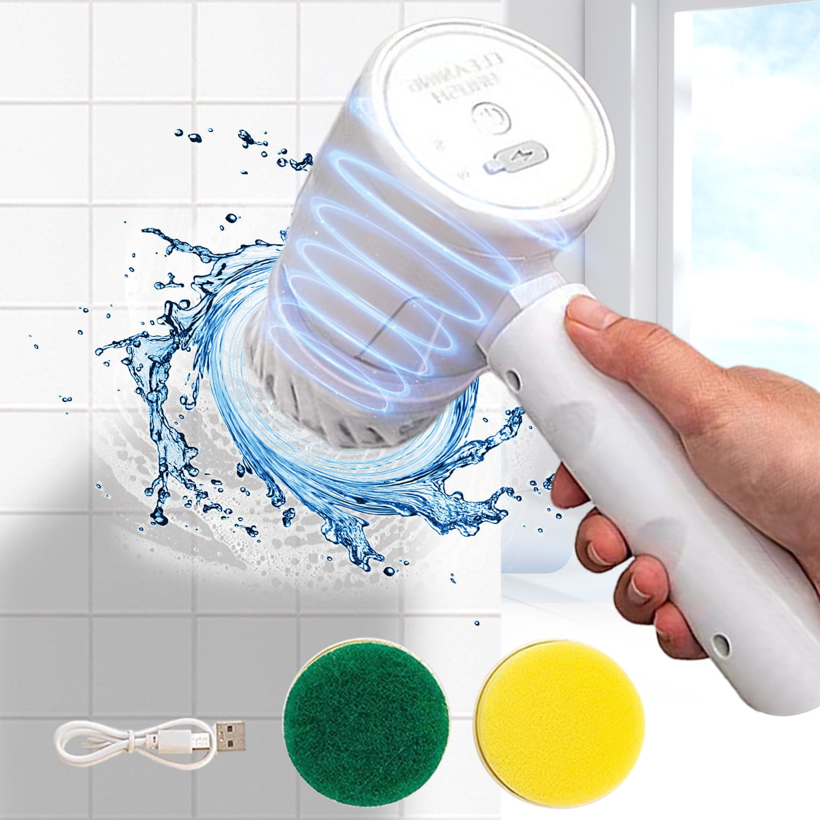 Qaailabf Electric Scrubbing Brush Set with 3 Replaceable Heads, USB ...
