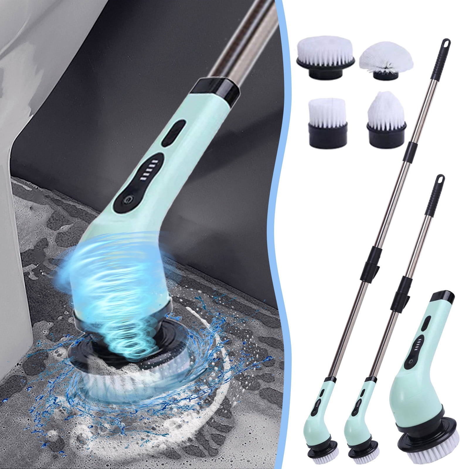 Qaailabf Electric Spin Scrubber with 4 Brush Heads, 14500RPM Cordless ...