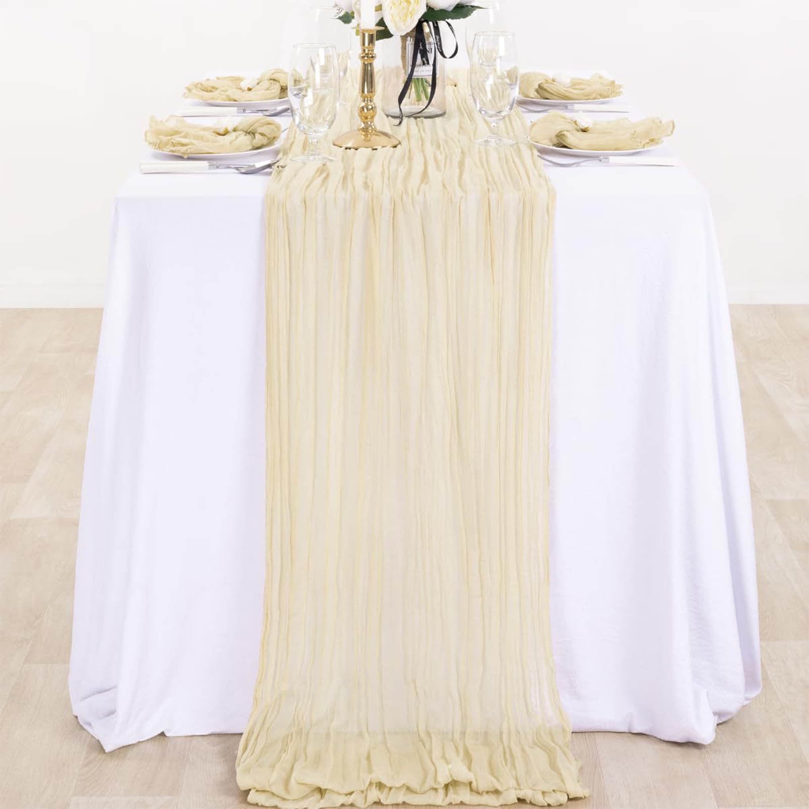 Qaailabf Elegant Pleated Gauze Table Runner - American Style Wedding ...
