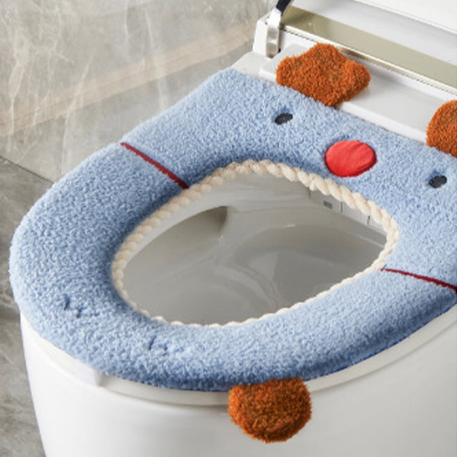 Qaailabf Embroidered Toilet Seat Cover - Soft Polyester, Universal Fit ...