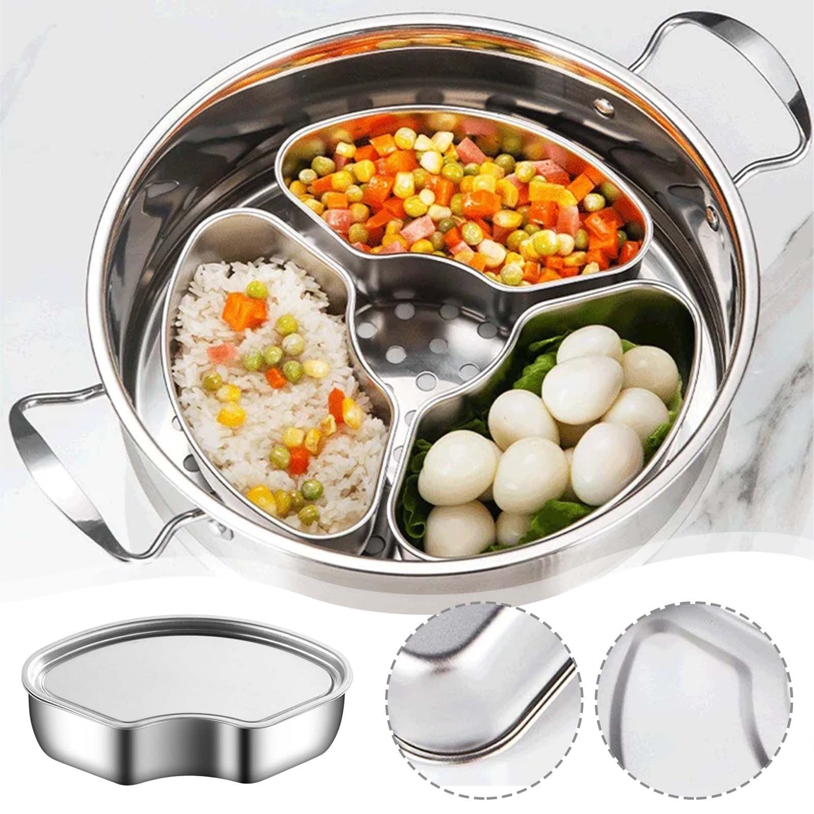 Qaailabf Fan Shaped Divided Steaming Tray 6.1"x3.15"x1.69" Individual ...