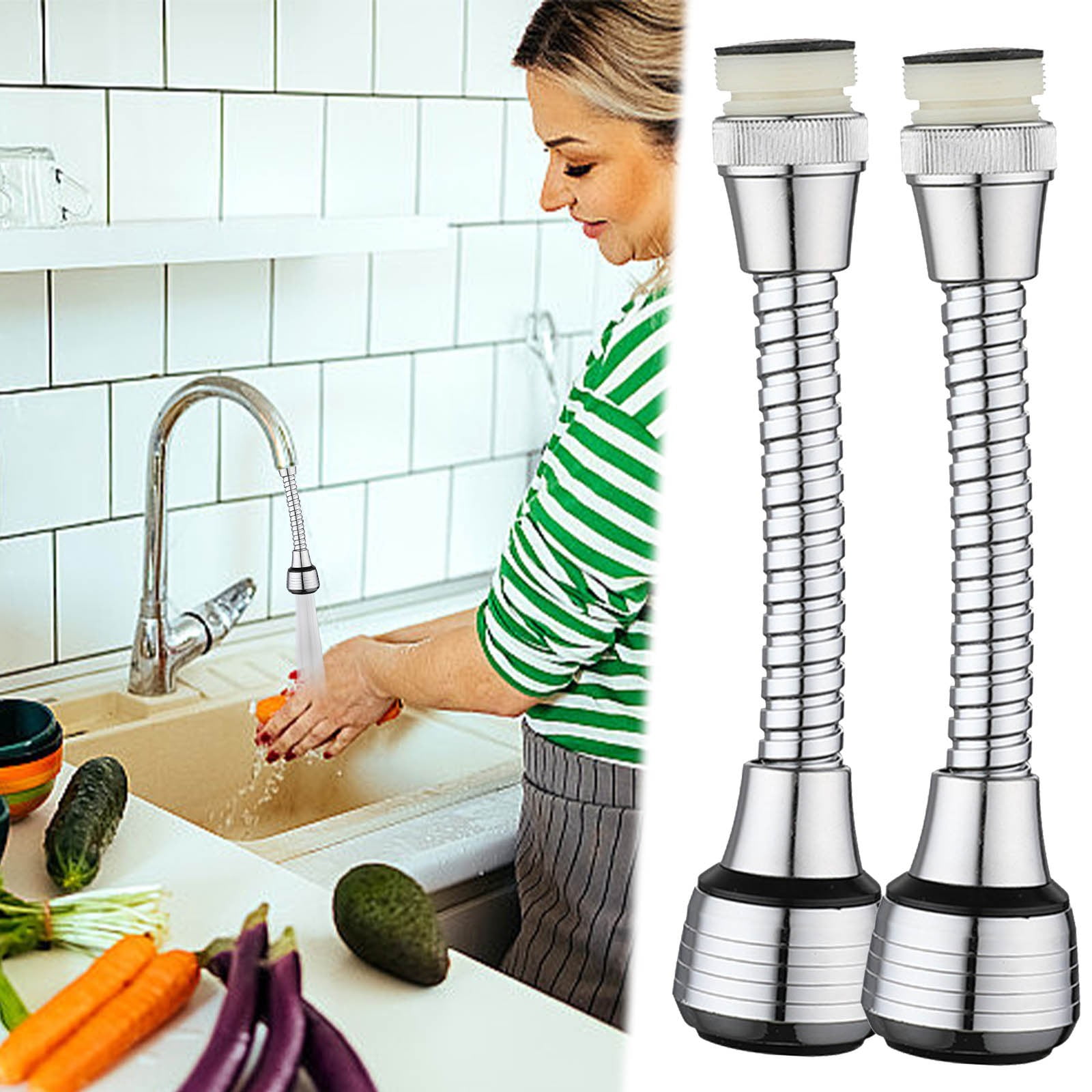 Qaailabf Faucet Head Extender, 360° Rotatable Faucet Aerator, 2-Pack ...