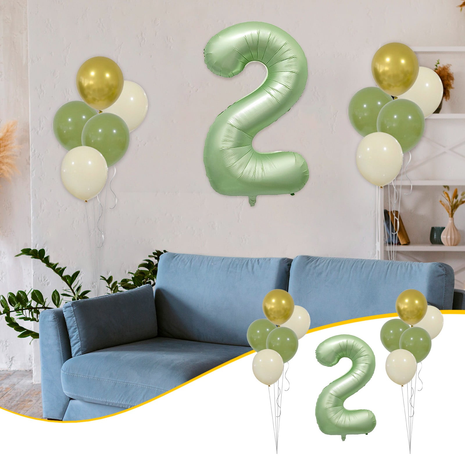 Qaailabf First Birthday Balloons Set with Number 1 Foil Balloon, 10 ...