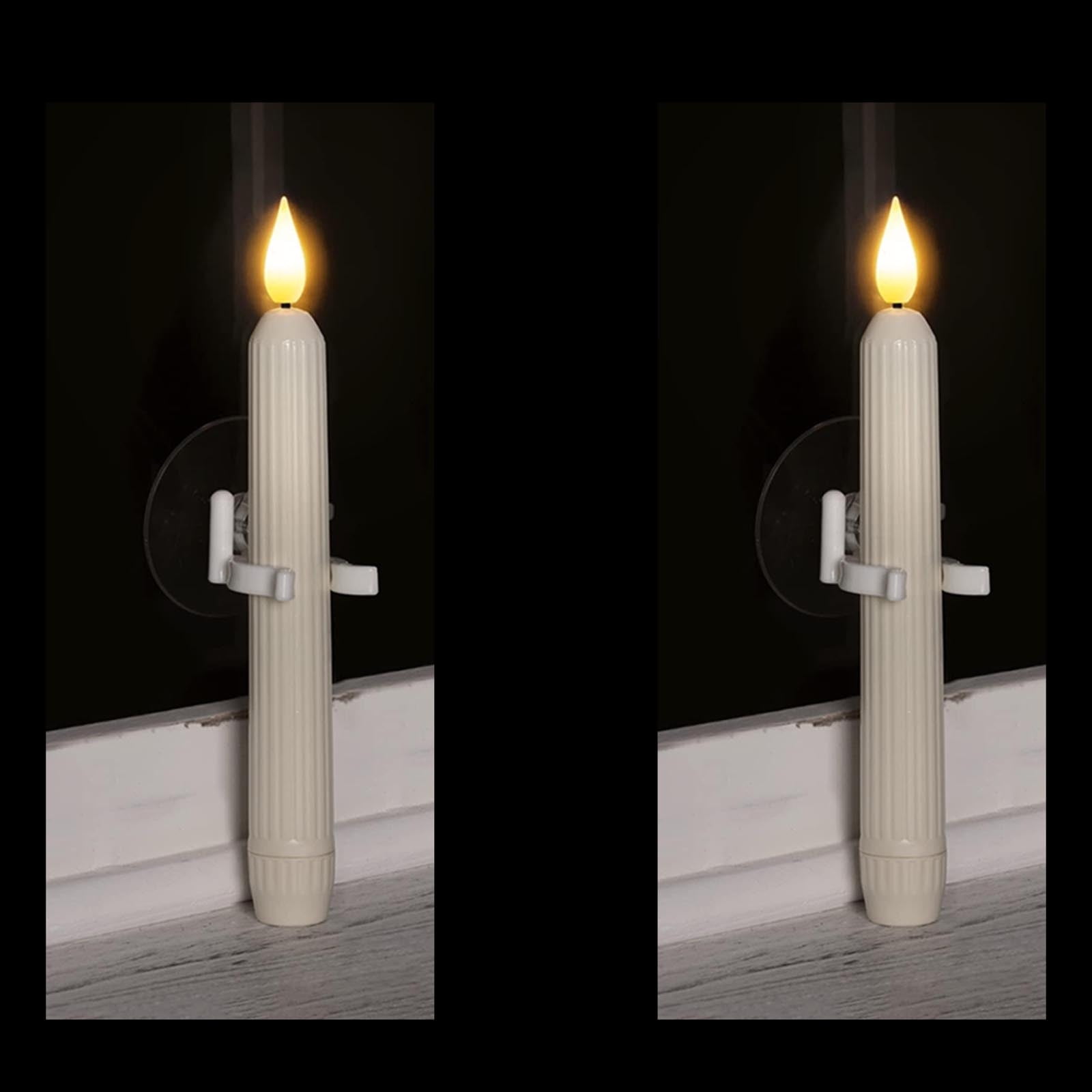 Qaailabf Flameless LED Taper Candles 2-Pack with Realistic Flickering ...