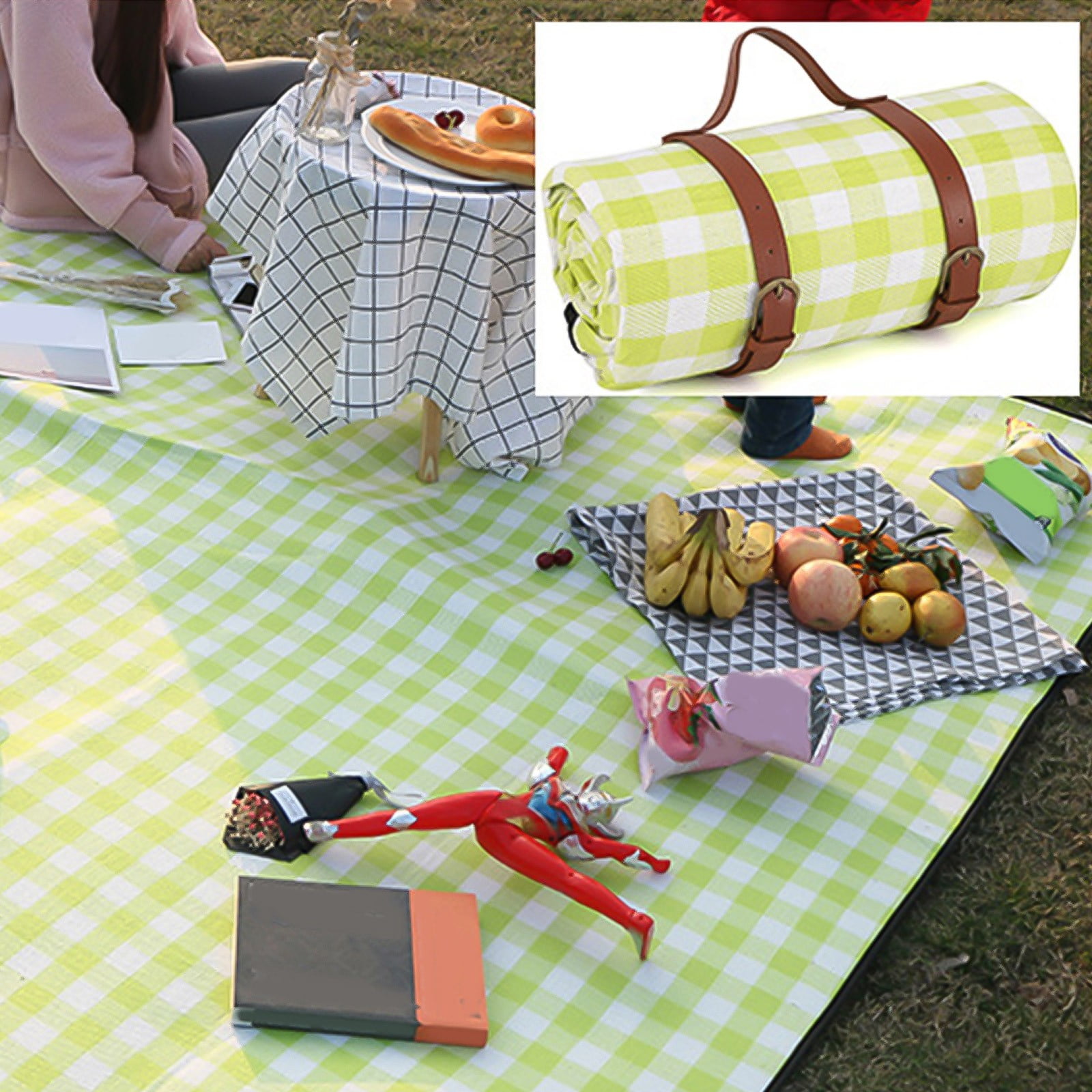 Qaailabf Foldable Picnic Blanket 78x59" Waterproof Outdoor Beach Mat ...