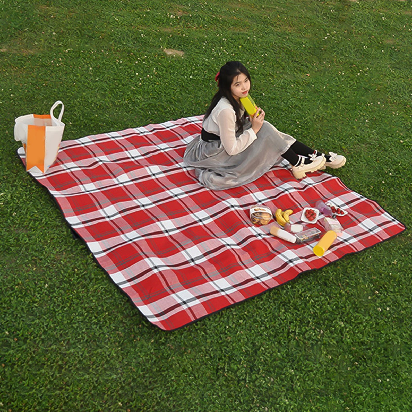 Qaailabf Foldable Picnic Blanket 78x59" Waterproof Outdoor Beach Mat ...