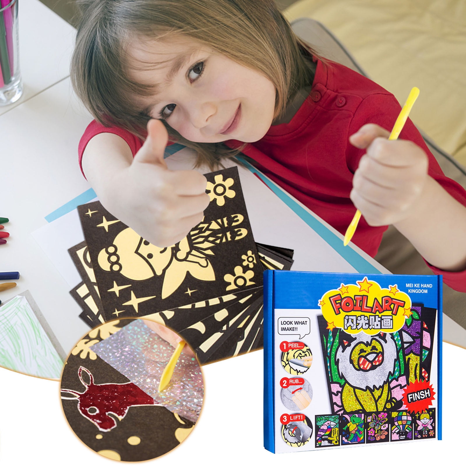 Qaailabf Glitter Sticker Painting Kit for Kids - DIY Number Painting ...