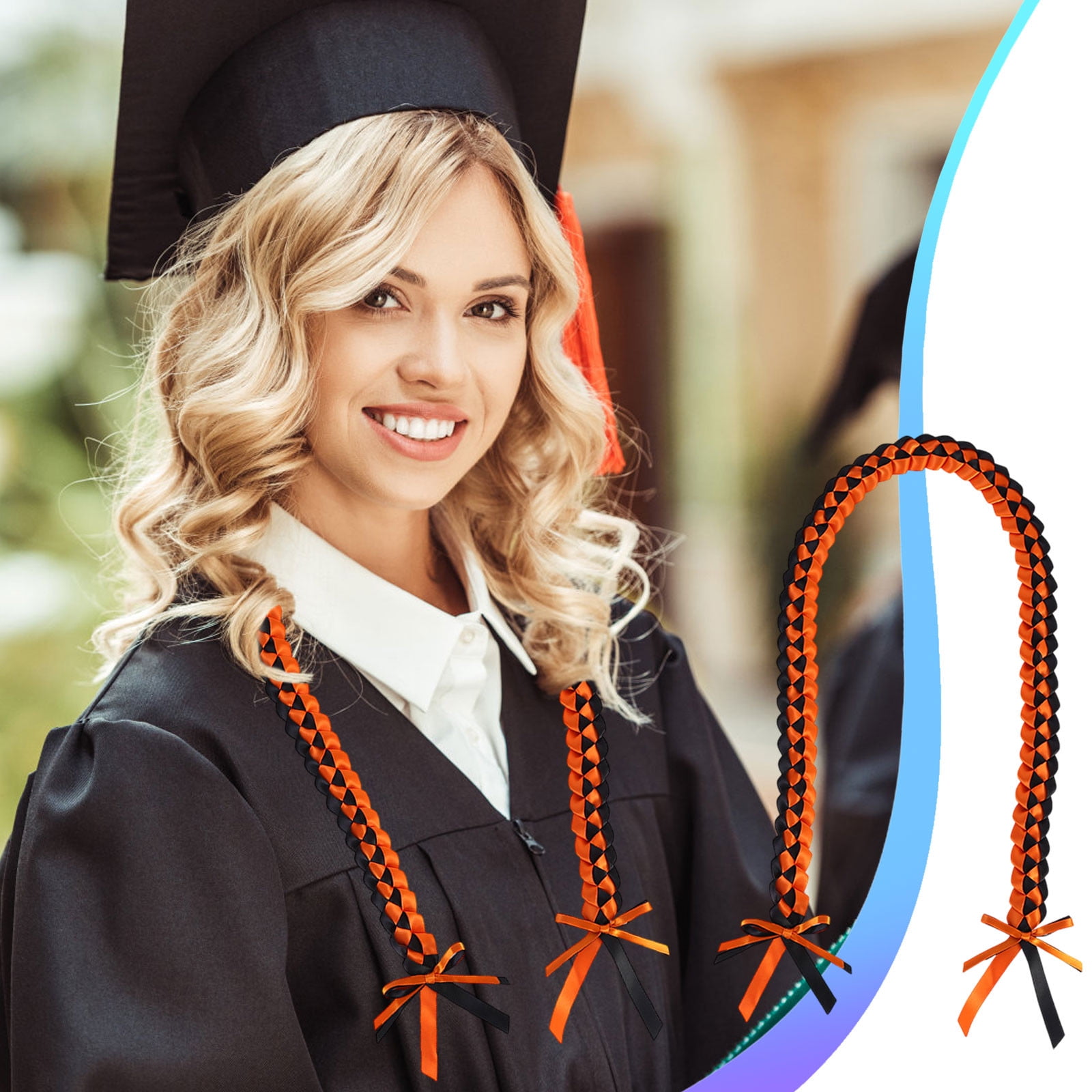 Qaailabf Graduation Honor Cord Double Braided Ribbon Lei Necklace 39 ...