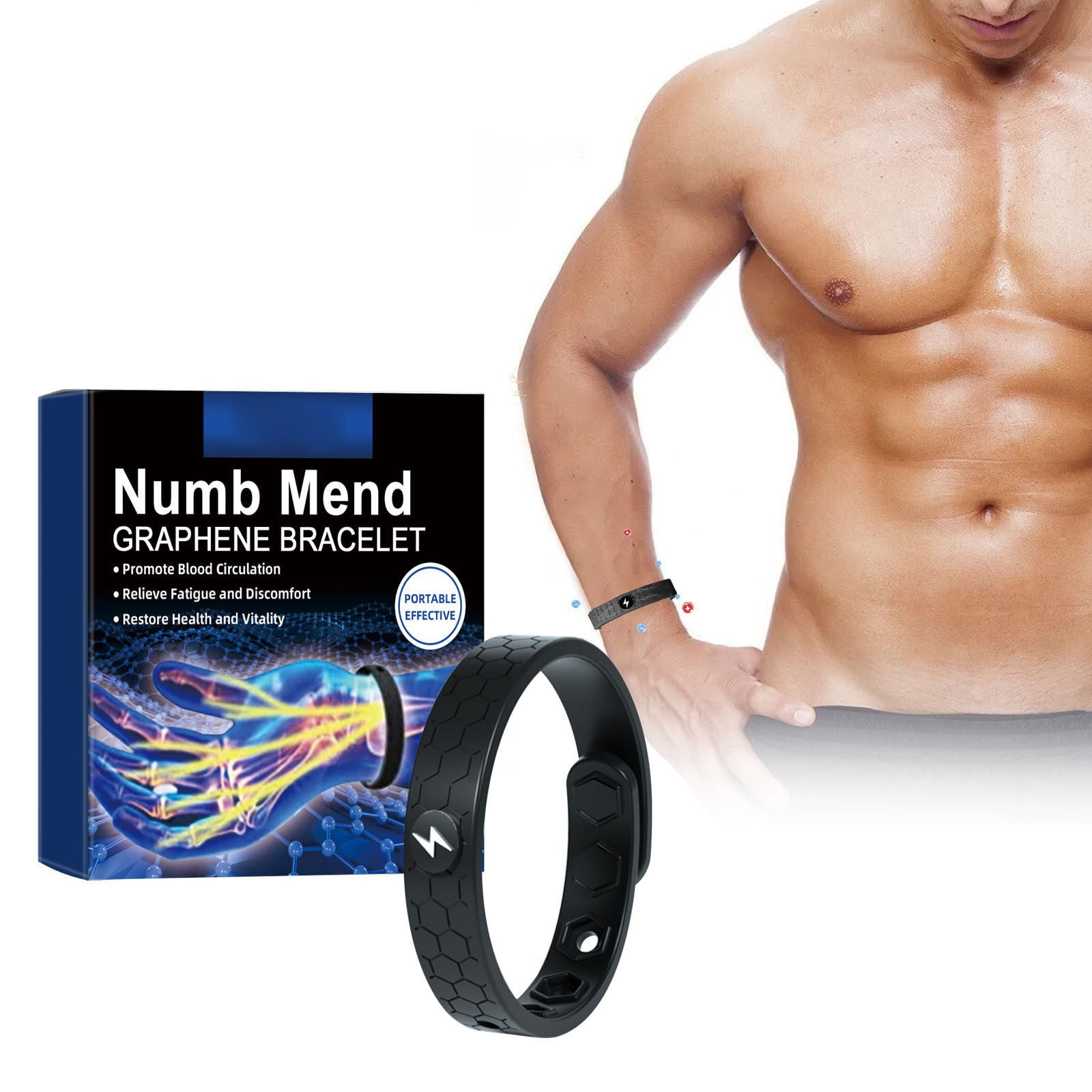 Qaailabf Graphene Magnetic Acupressure Numbness Relief Bracelet - Advanced Circulation Promotion ...