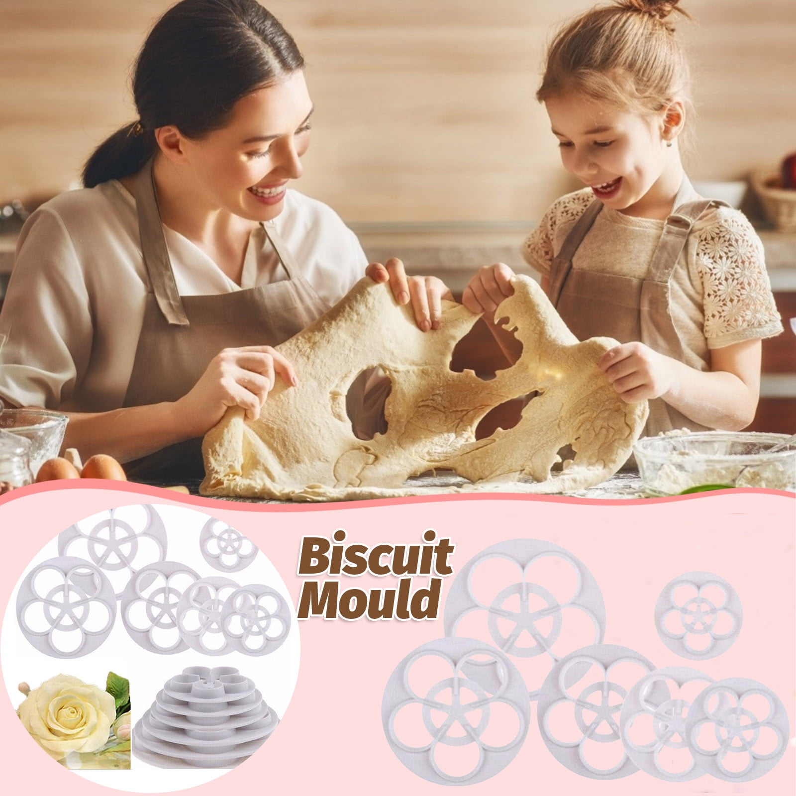 Qaailabf Rose Flower Fondant Cutters | 6-Piece Set | Cake Decorating ...