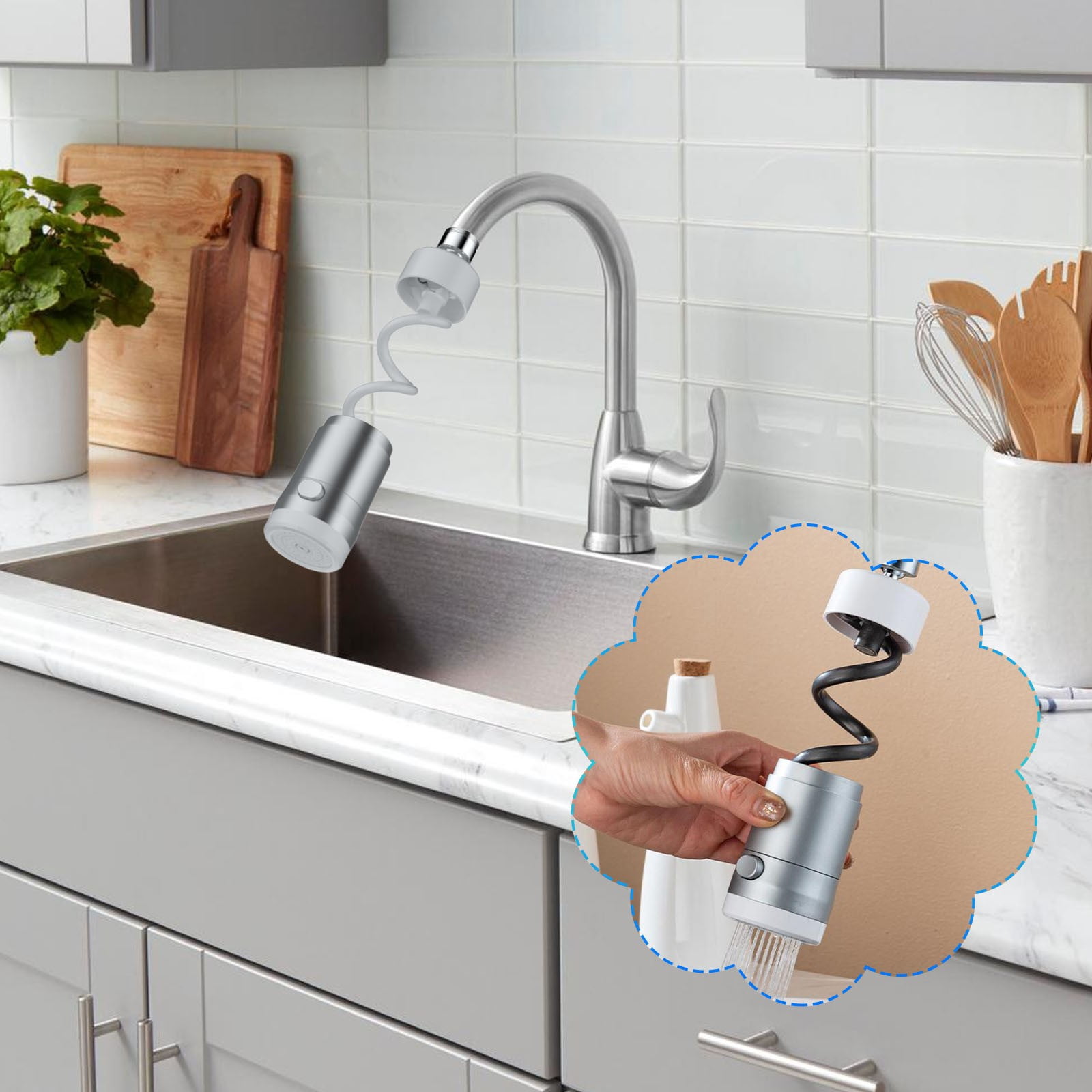Qaailabf Hidden Magnetic Pull-Out Kitchen Faucet Extender ...