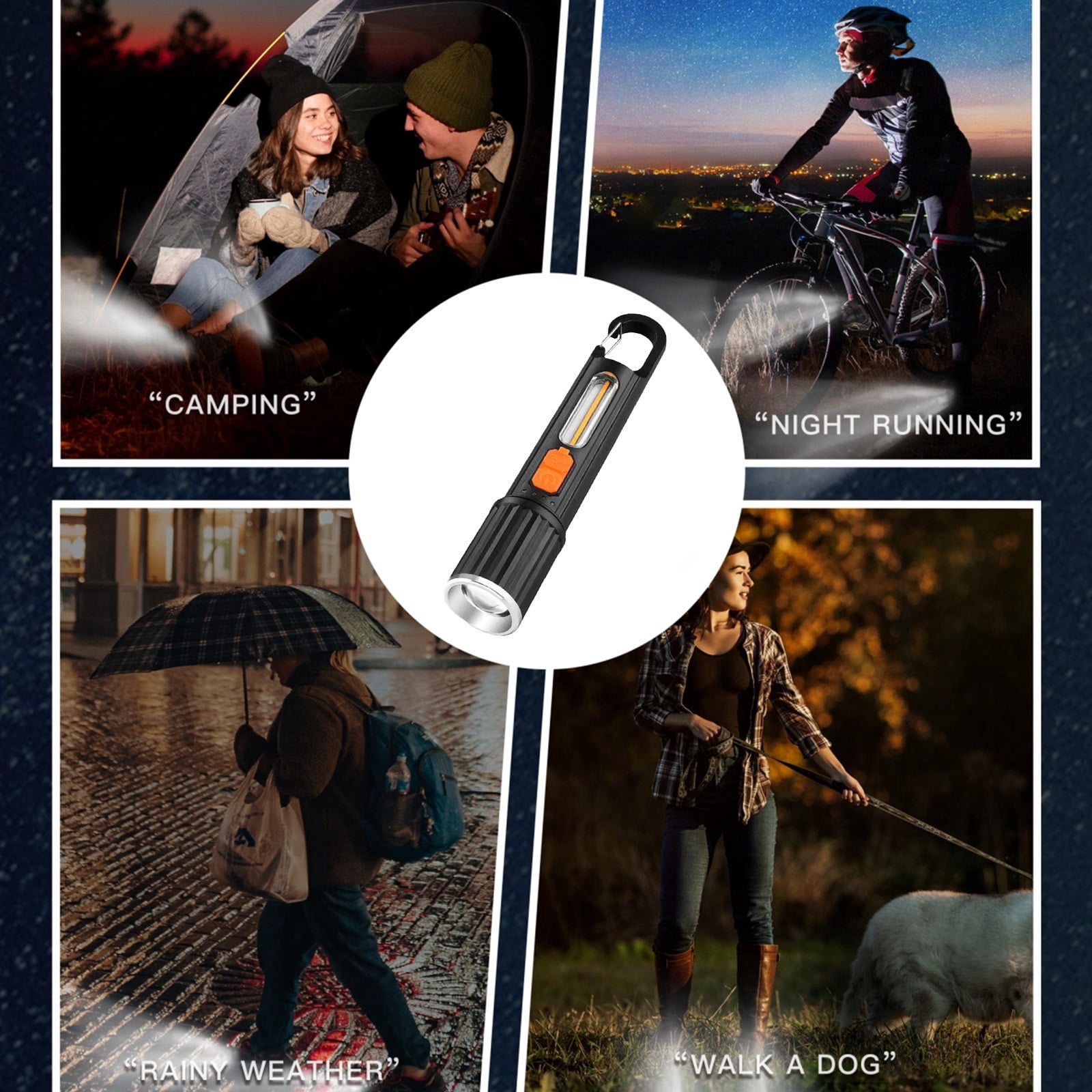 Qaailabf High Brightness LED Flashlight Rechargeable 300-500 Lumens ...