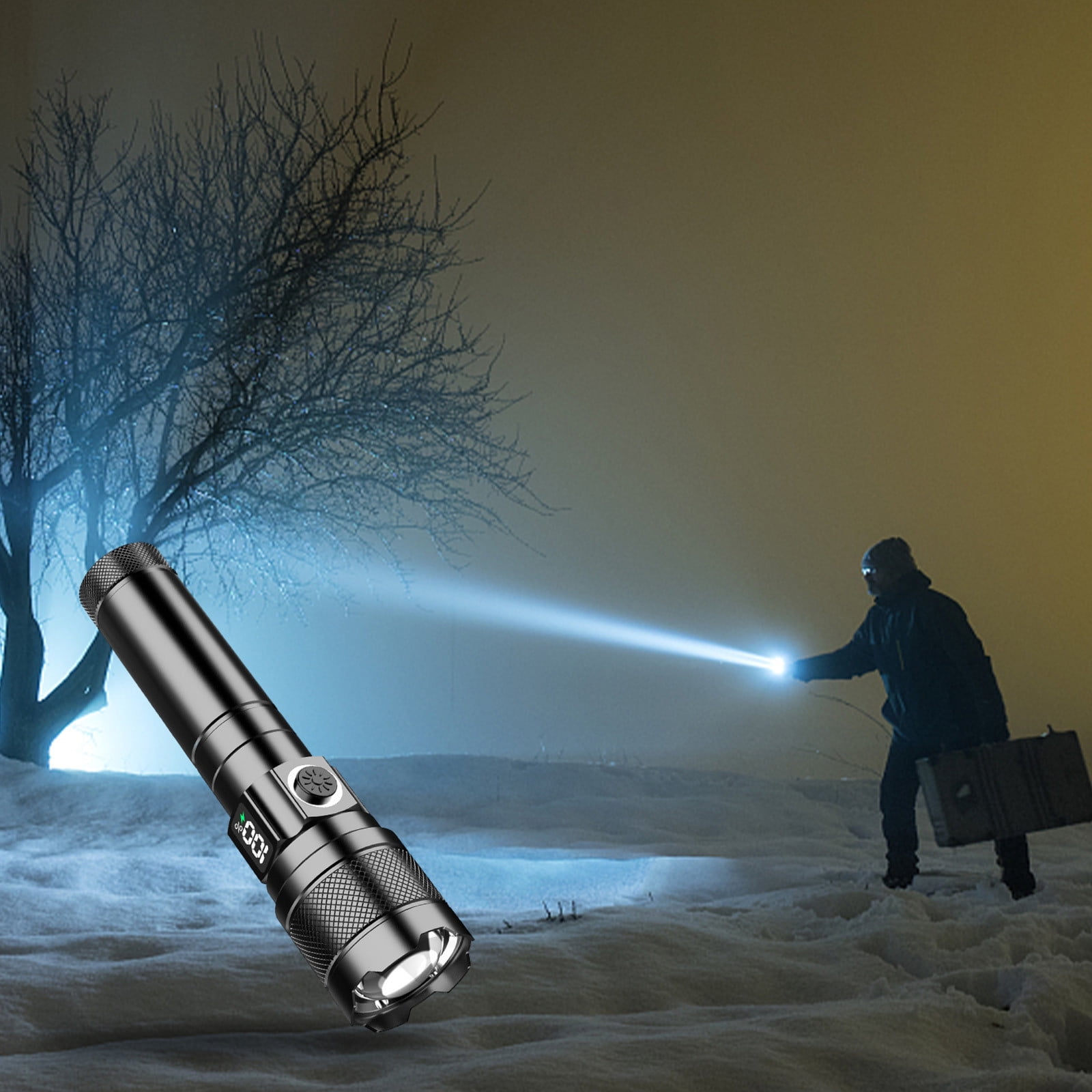 Qaailabf High Power LED Tactical Flashlight, 5 Mode Zoomable ...