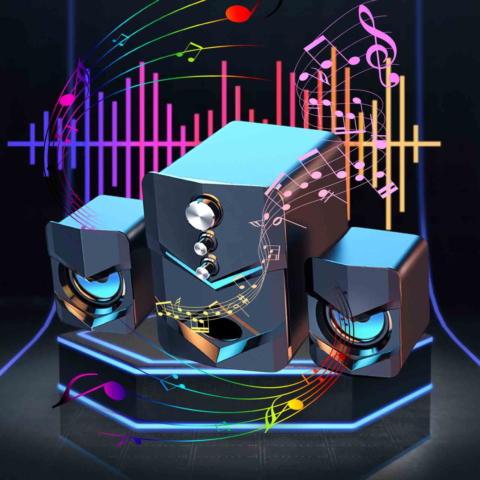 Qaailabf Household Bluetooth Speakers | Desktop Audio System | 2.1 ...