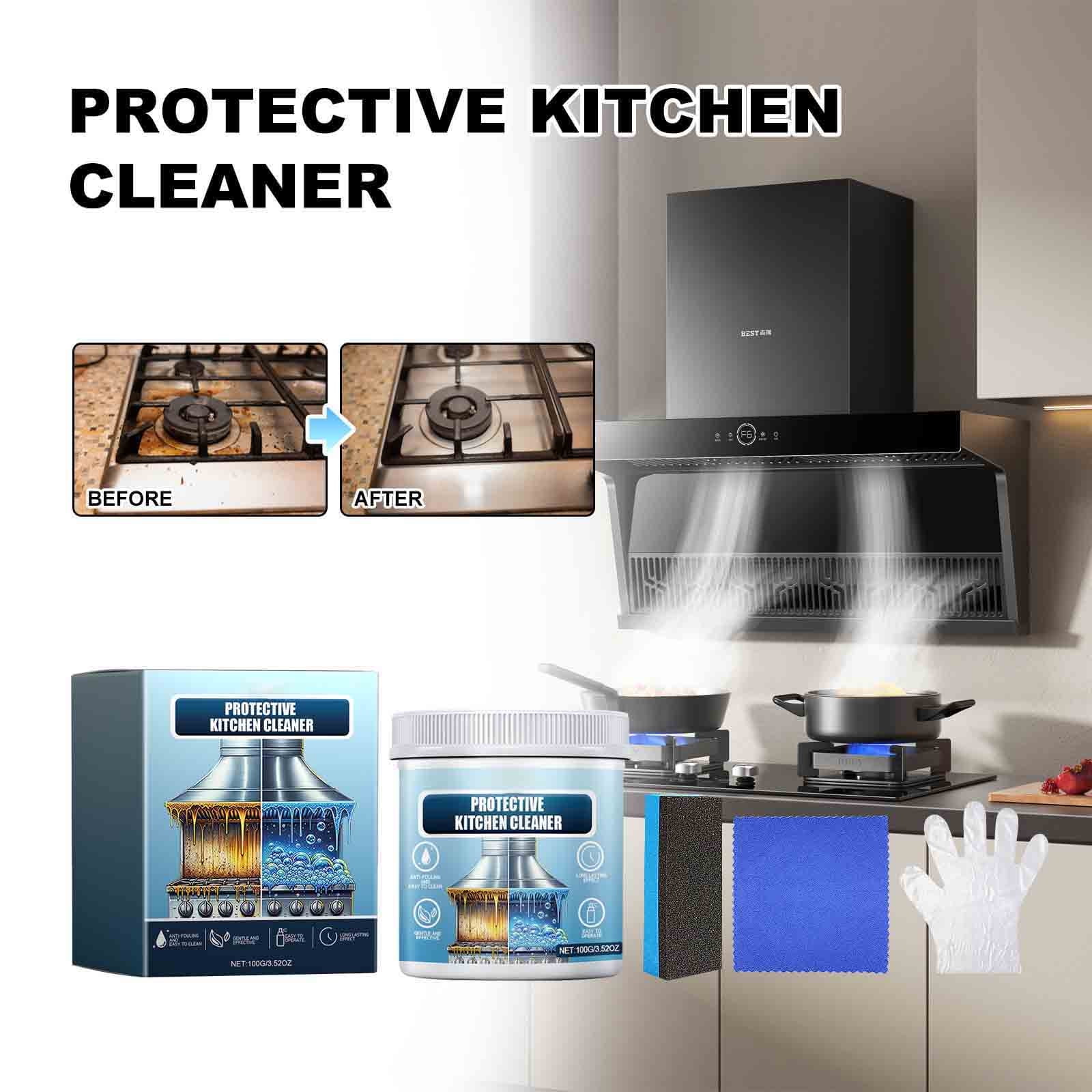 Qaailabf Kitchen Cleaning Powder Set 100g with Sponge Towel Gloves ...